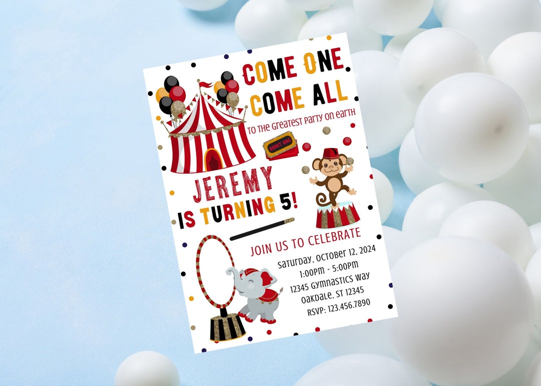 Editable Circus Birthday Invitation-carnival Invite-circus Party ...