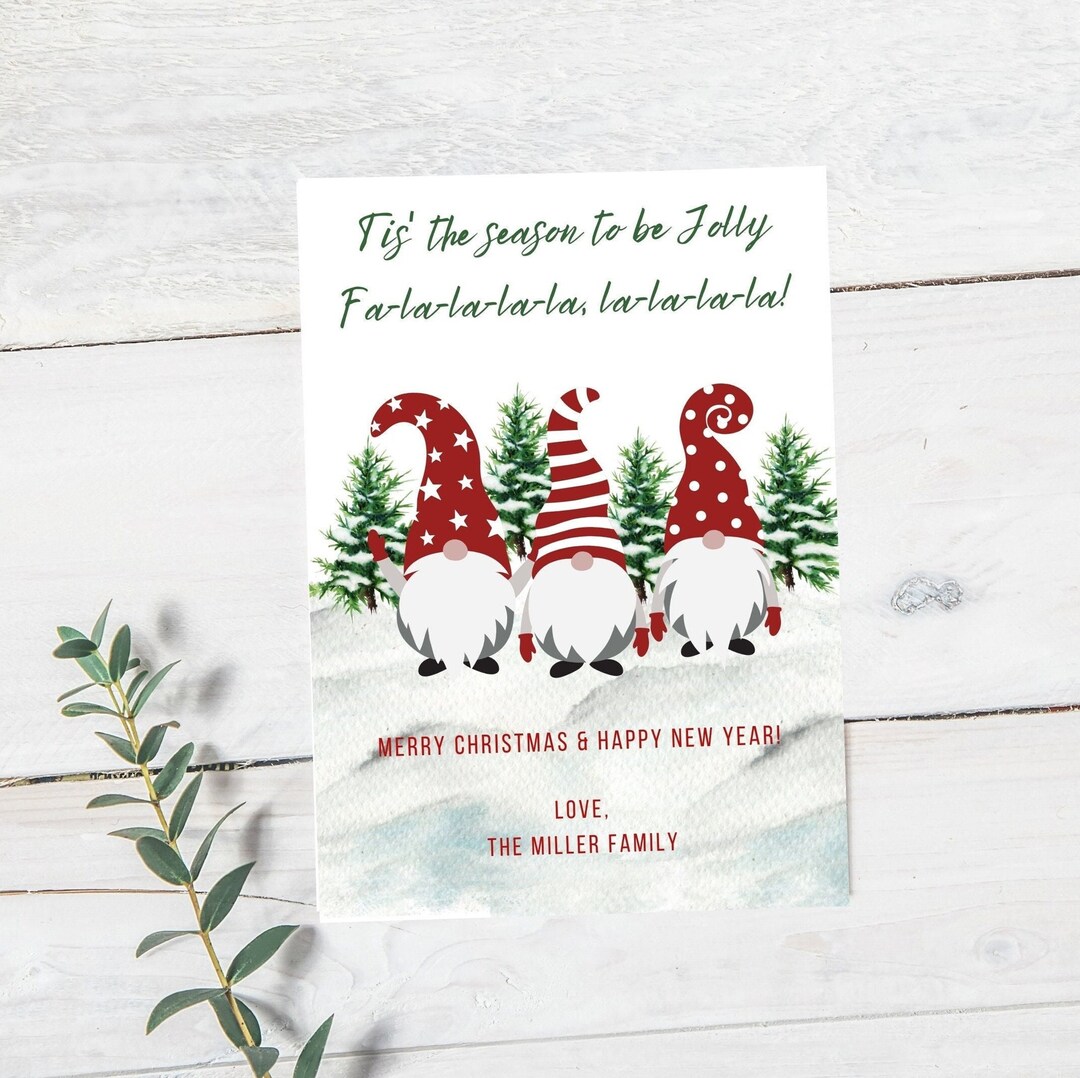 Editable Gnome Christmas Card Template-instant Download - Etsy
