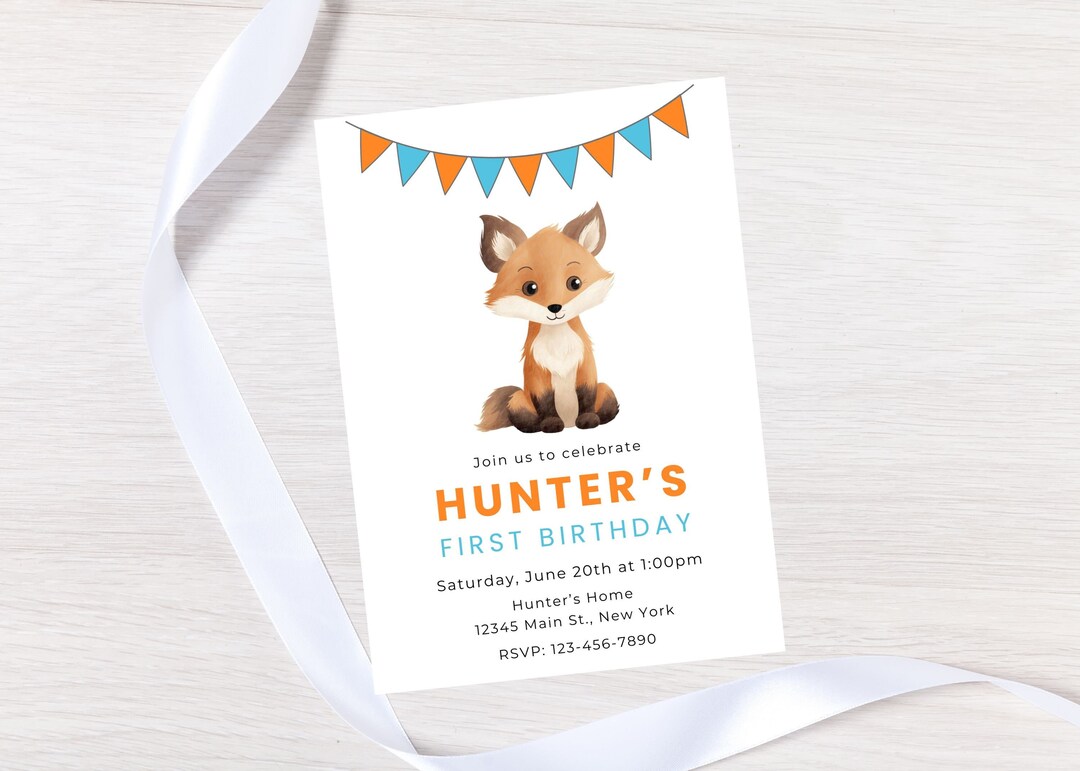 Editable Fox Birthday Invitation-fox Party Invite-woodland Animal ...