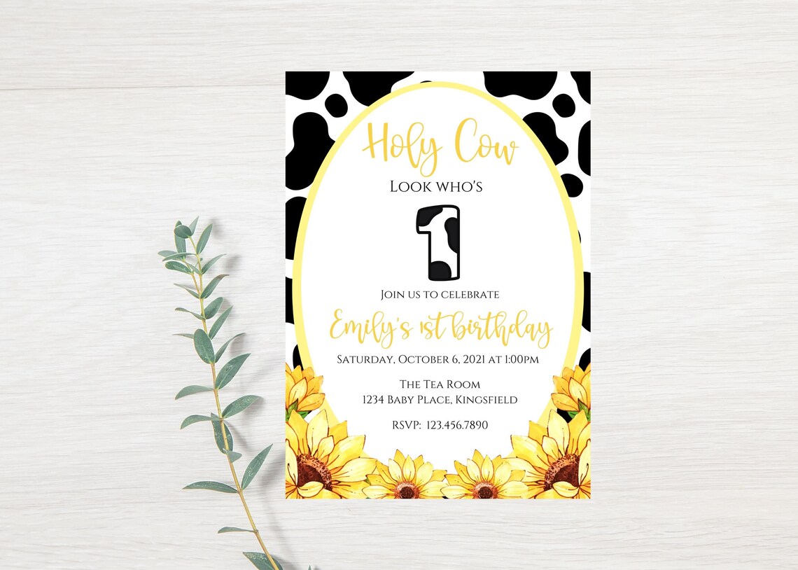 Cow Birthday Invite Template-cow Invitation-cow Birthday - Etsy