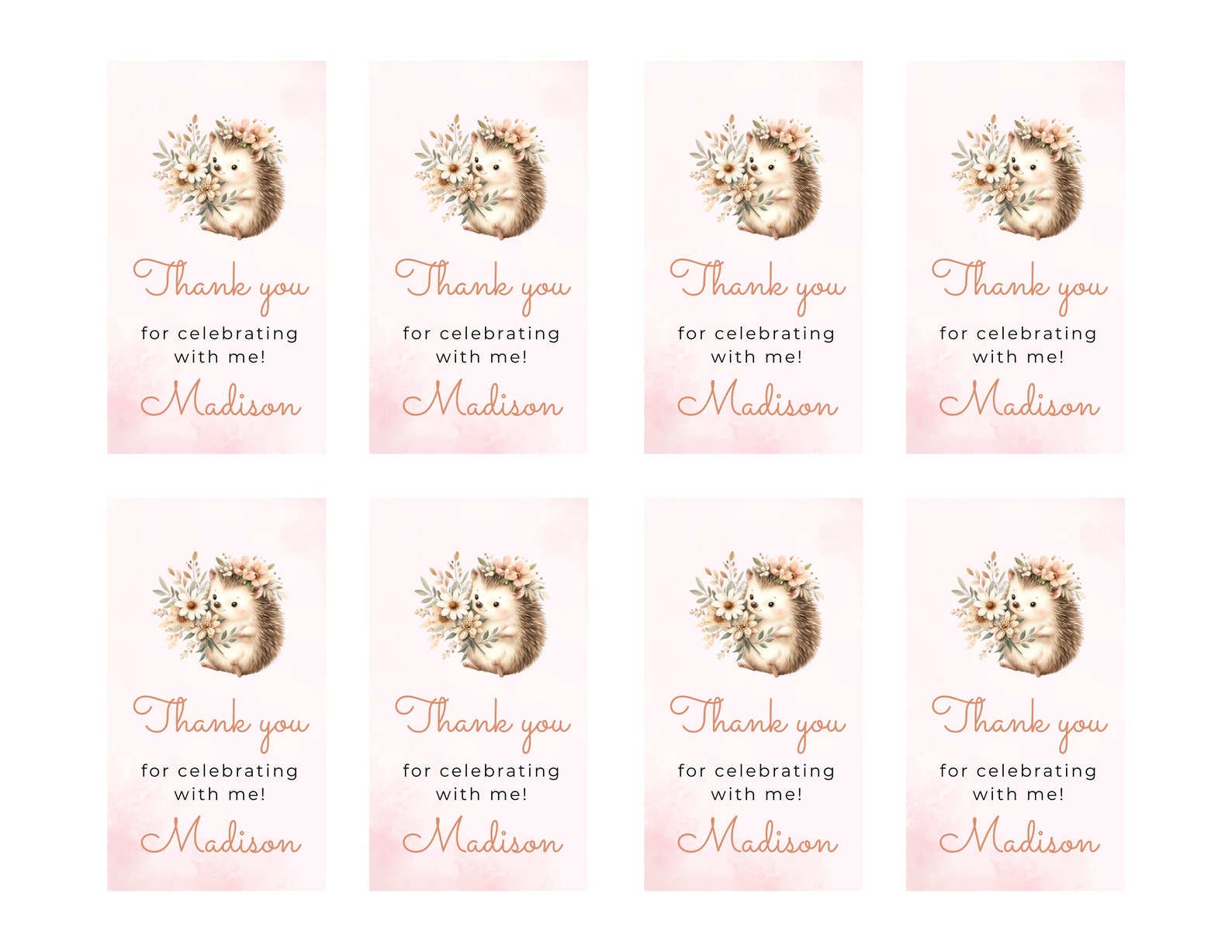 Editable Hedgehog Thank You Tag-instant Download - Etsy