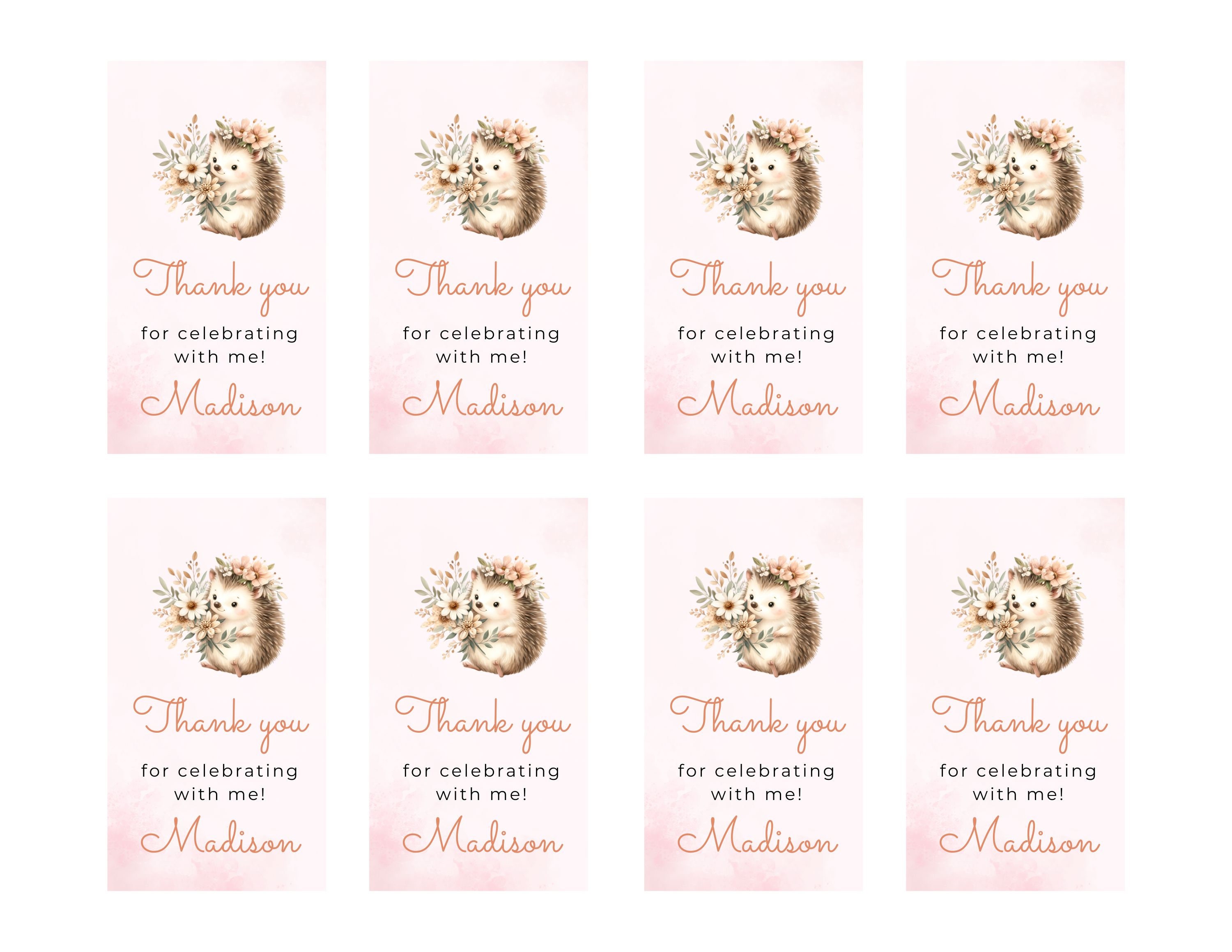 Editable Hedgehog Thank You Tag-instant Download - Etsy