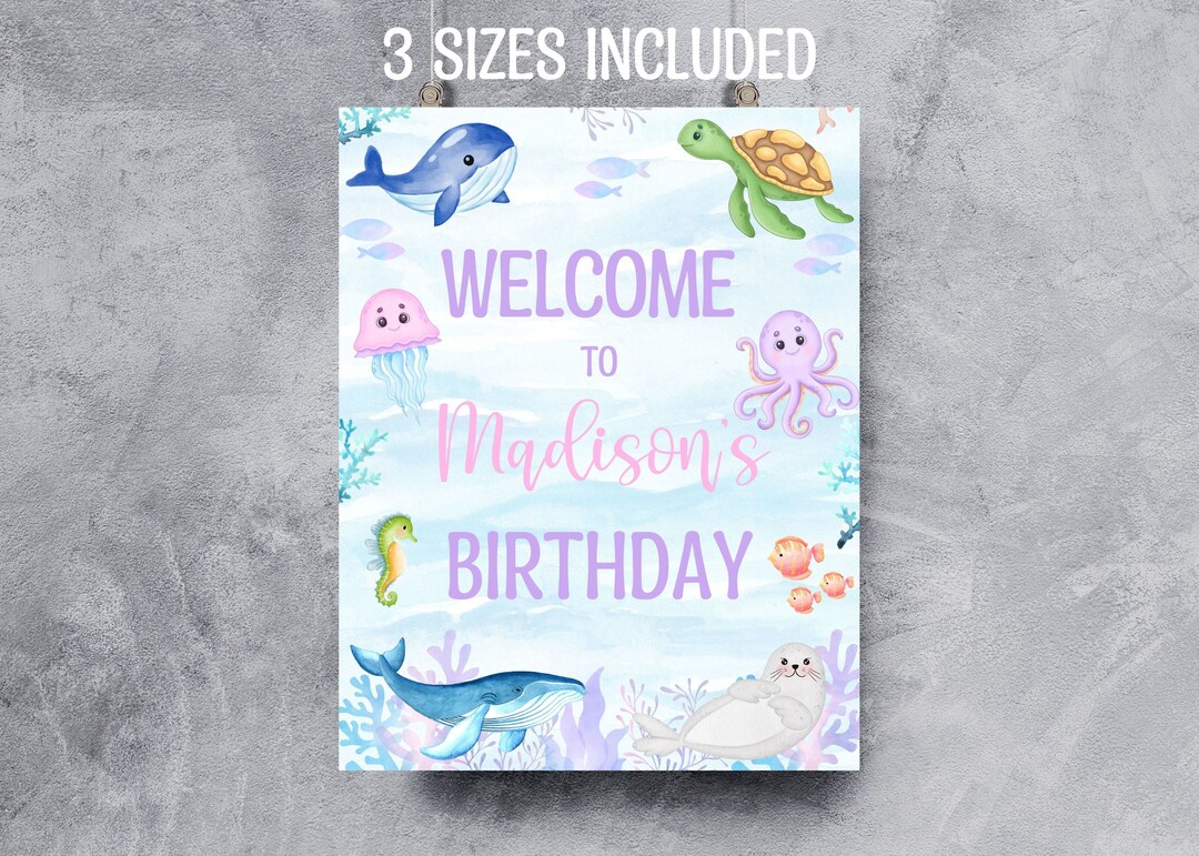 Editable Birthday Welcome Sign Template-under the Sea Welcome Sign ...