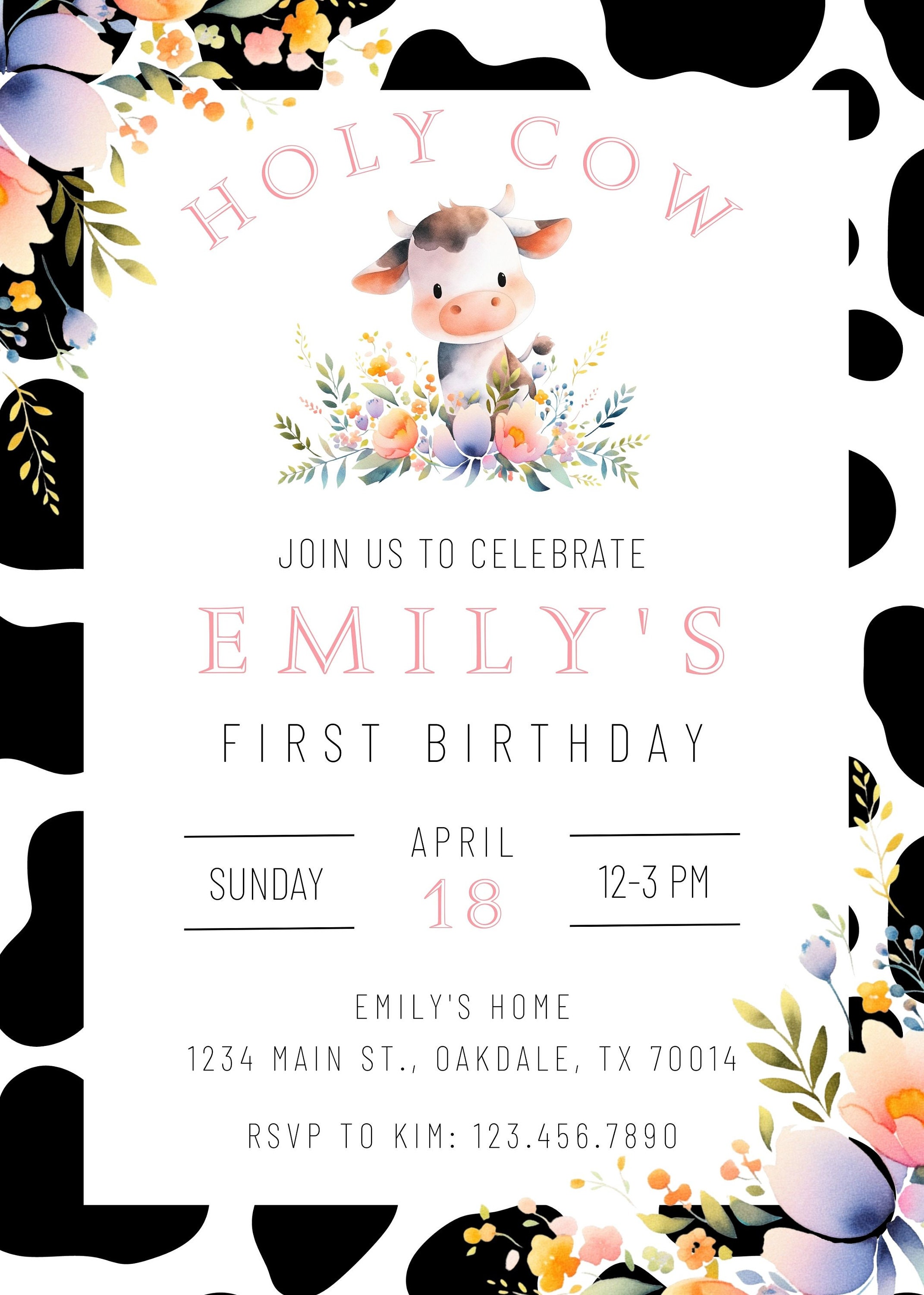 Cow Birthday Invite Template-cow Invitation-cow Birthday Invitation ...