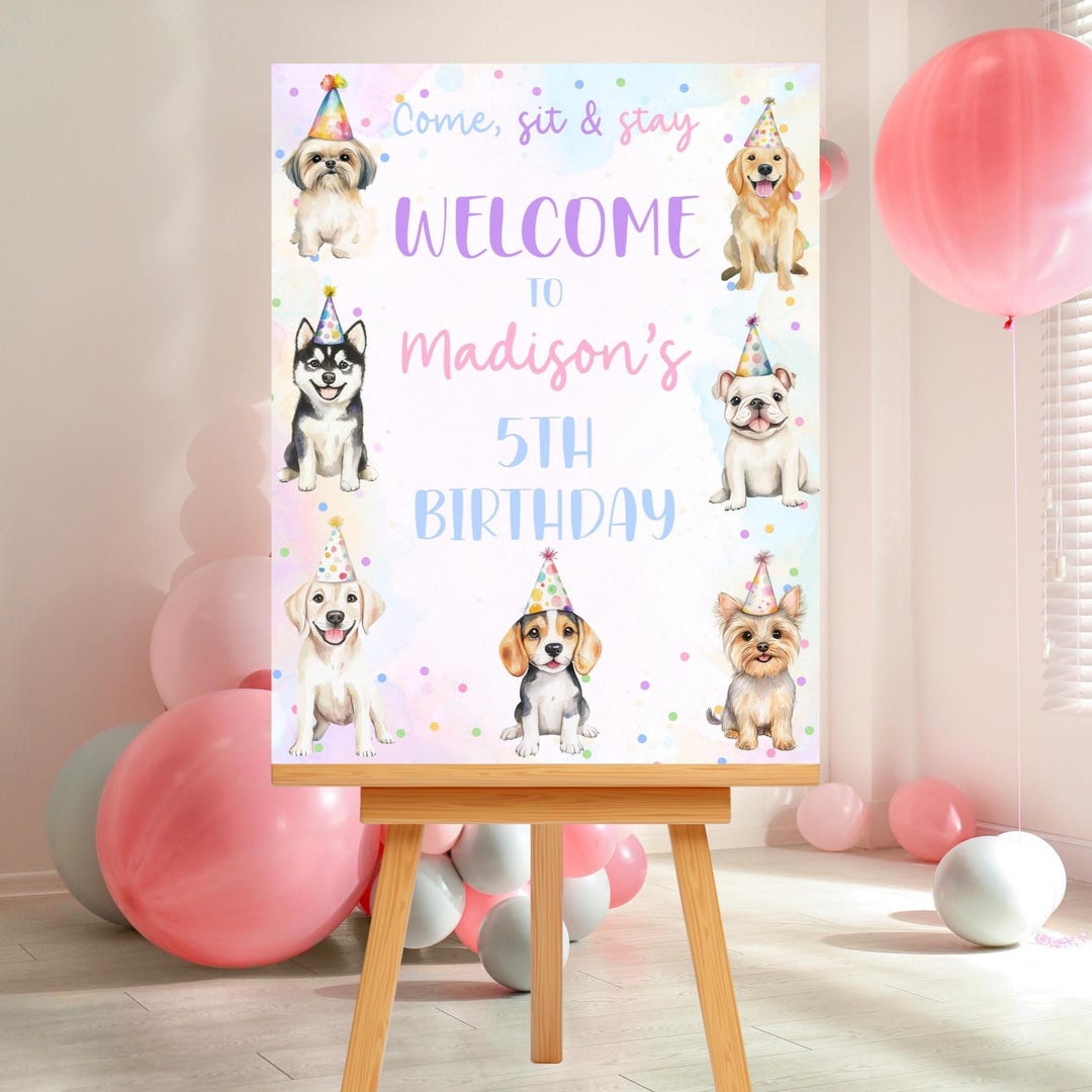 Editable Dog Birthday Welcome Sign-birthday Welcome Sign-instant ...