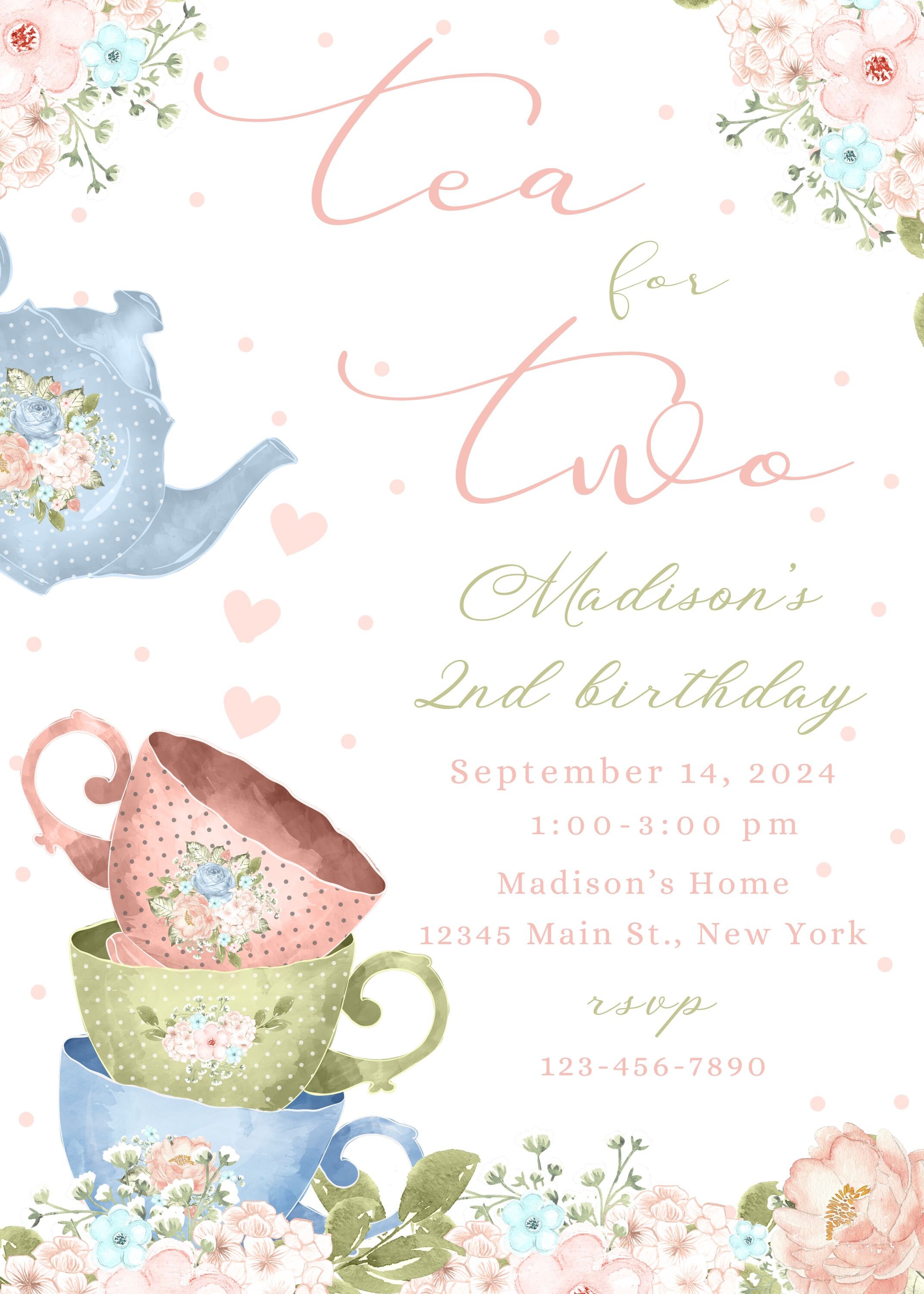 Editable Tea Birthday Invitation-tea Party Birthday Invite-instant ...
