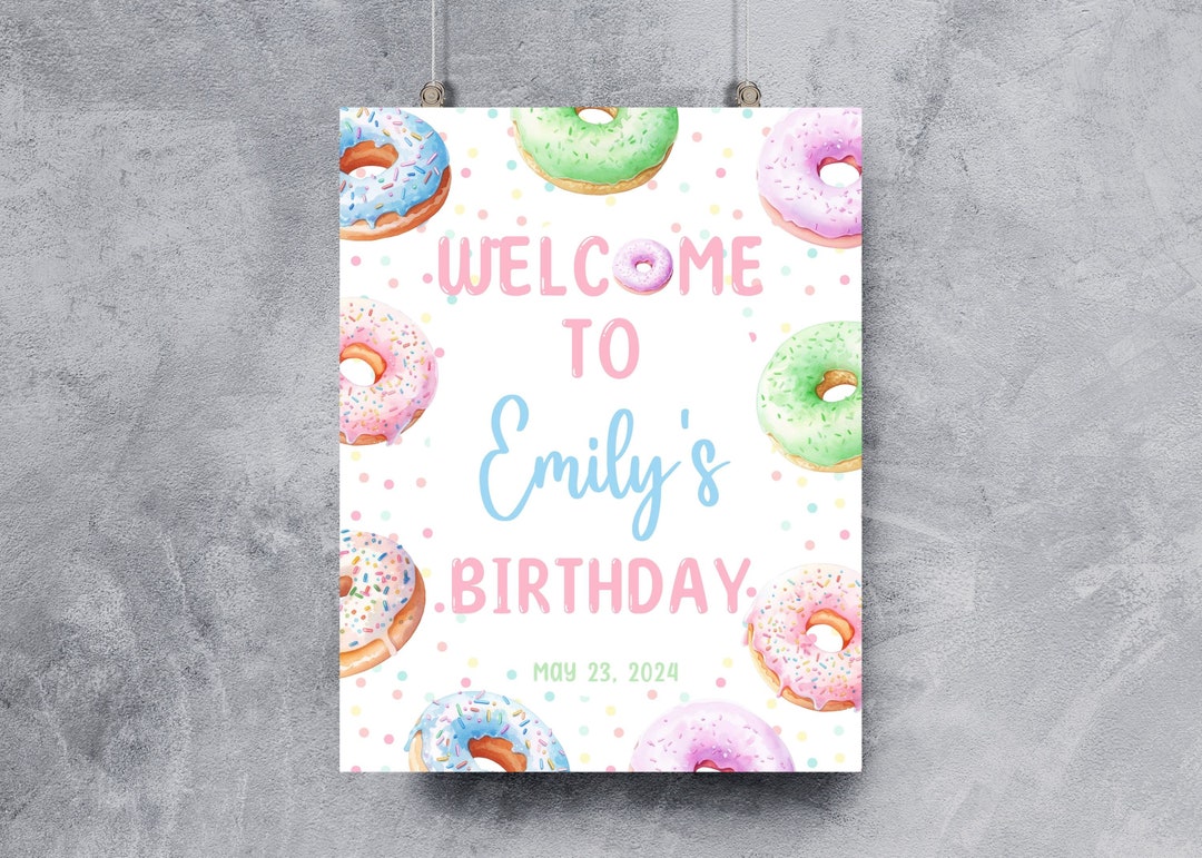 Editable Donut Birthday Welcome Sign Template-birthday Welcome Sign ...