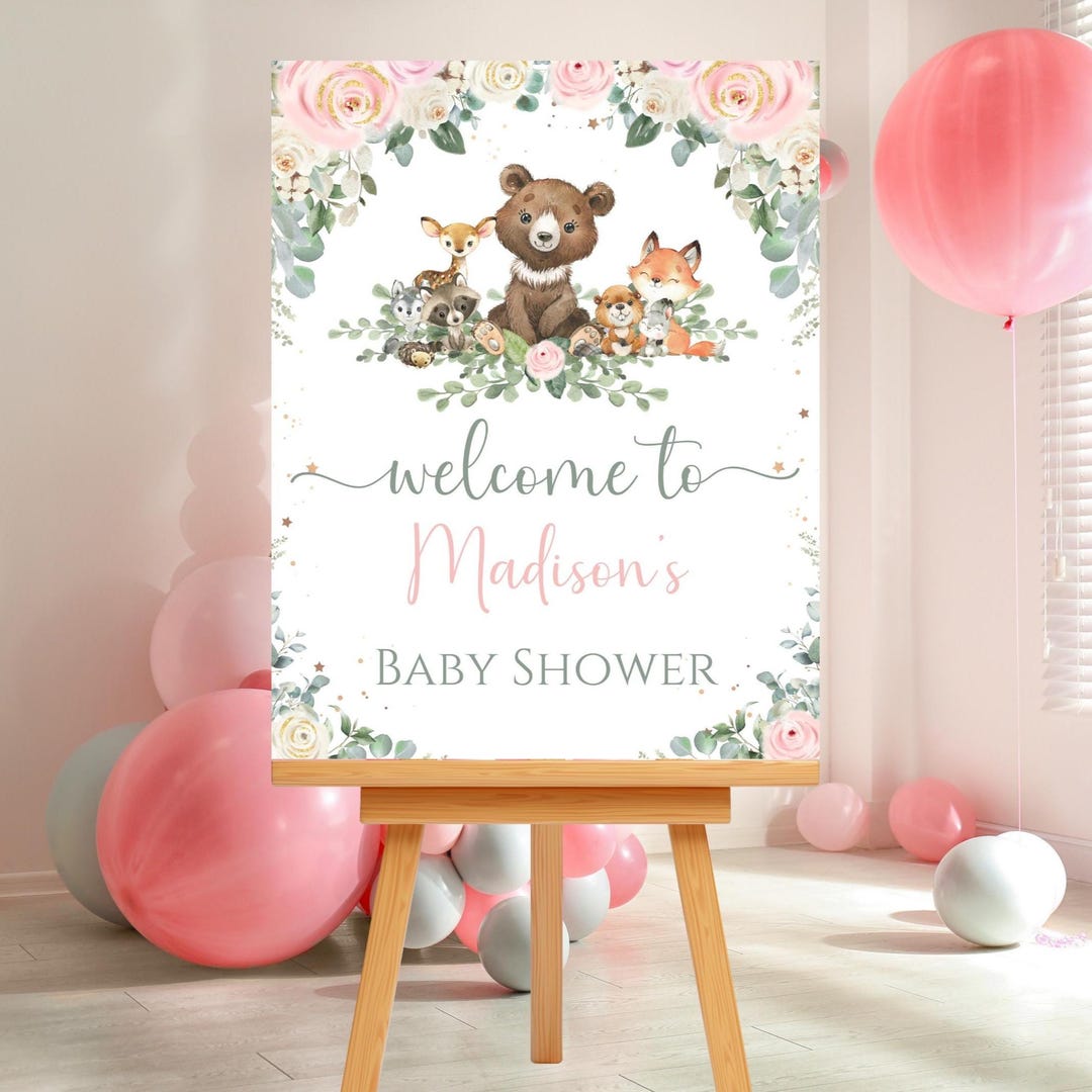 Editable Woodland Animals Welcome Sign-woodland Animal Birthday Welcome ...