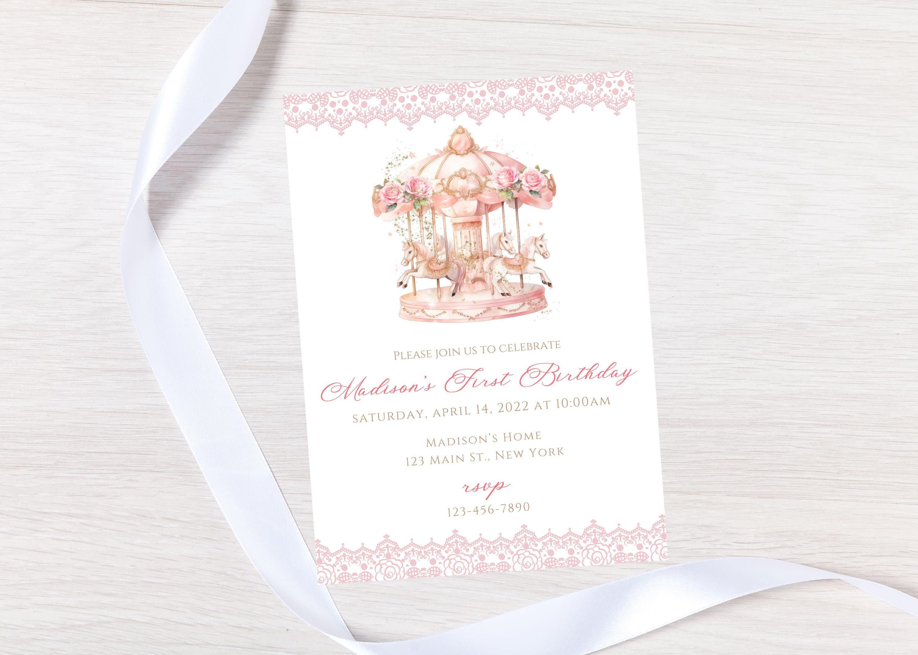 Editable Carousel Birthday Invitation-carousel Invitation-merry Go ...