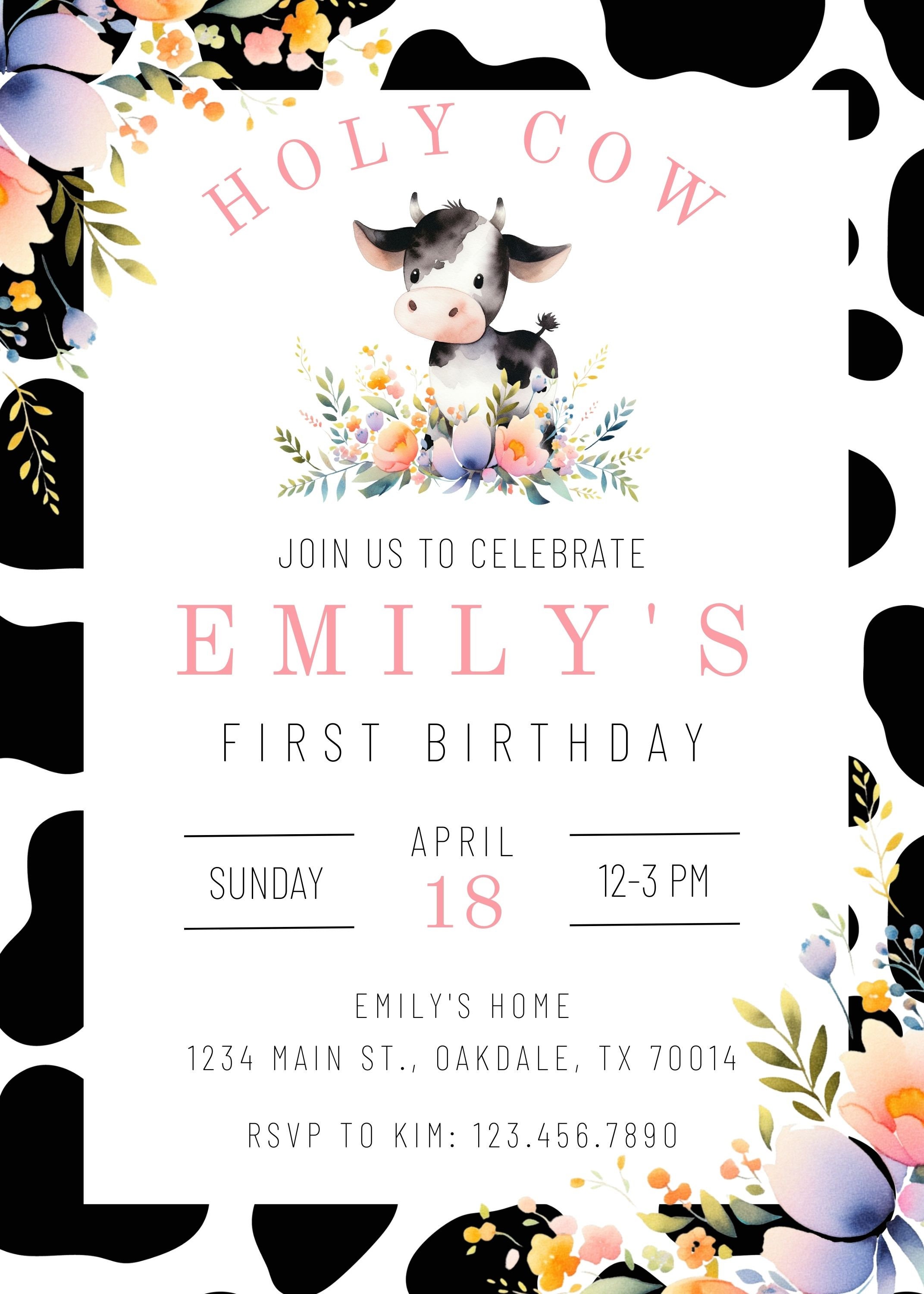 Cow Birthday Invite Template-cow Invitation-cow Birthday Invitation ...
