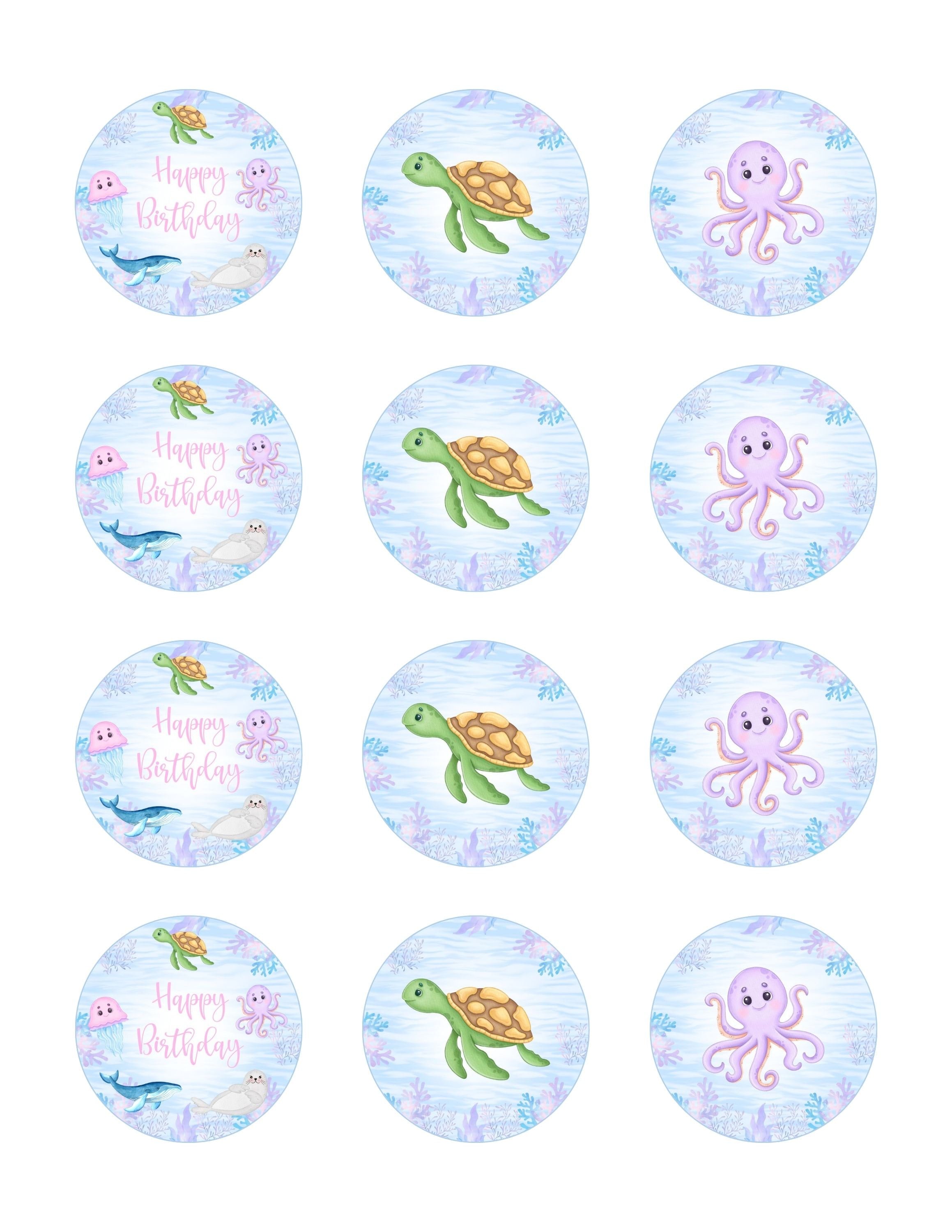 Under the Sea Cupcake Topper Printable-sea Creatures Cake Topper ...