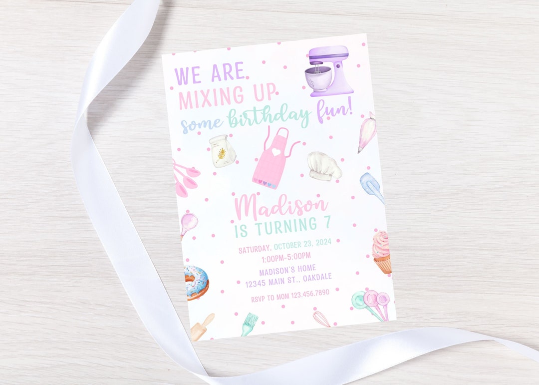 Baking Birthday Invitation Template-sweet Celebration Party Invite ...