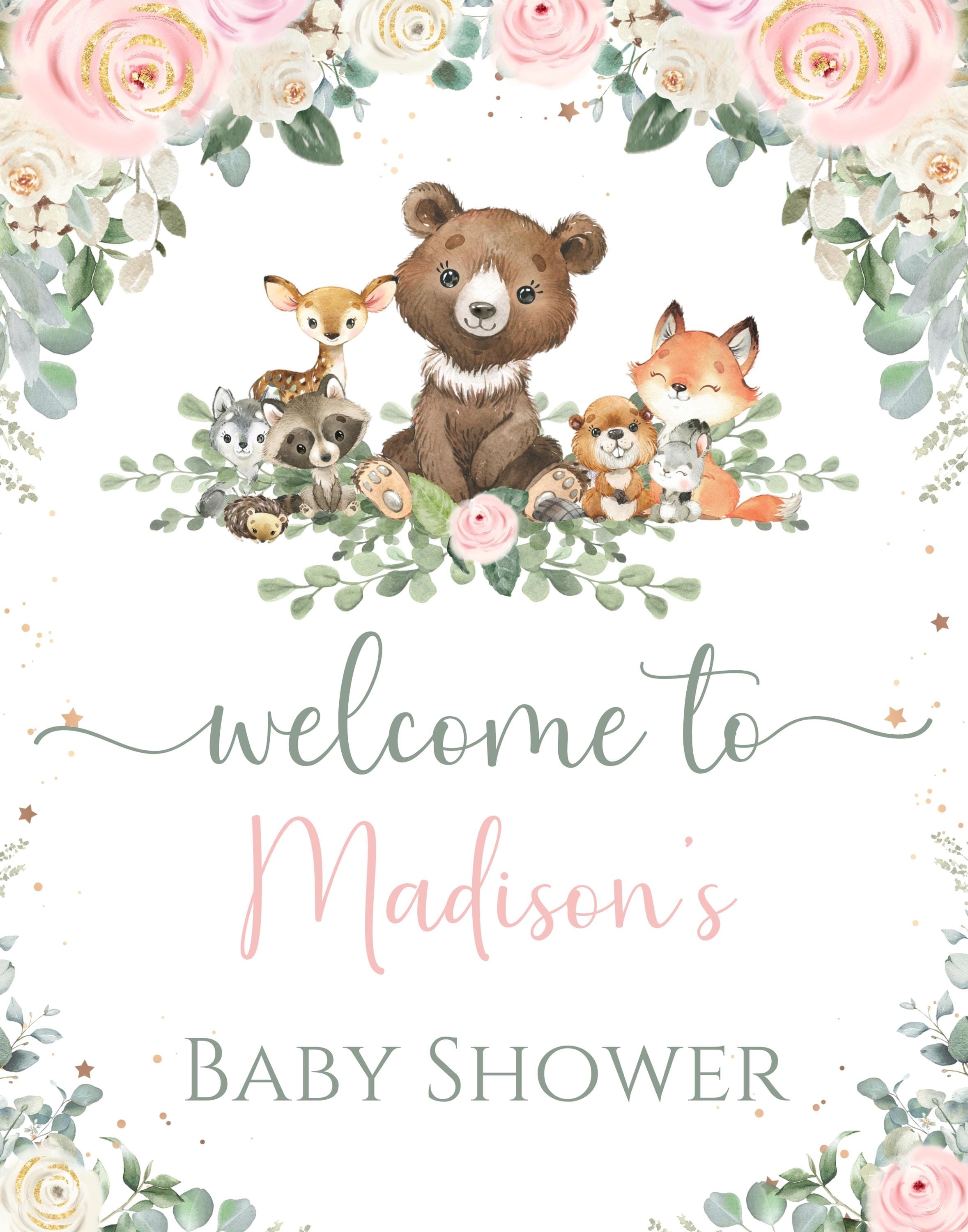 Editable Woodland Animals Welcome Sign-instant Download - Etsy