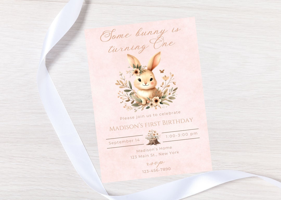 Editable Bunny Birthday Invitation-rabbit Birthday Invite-instant ...