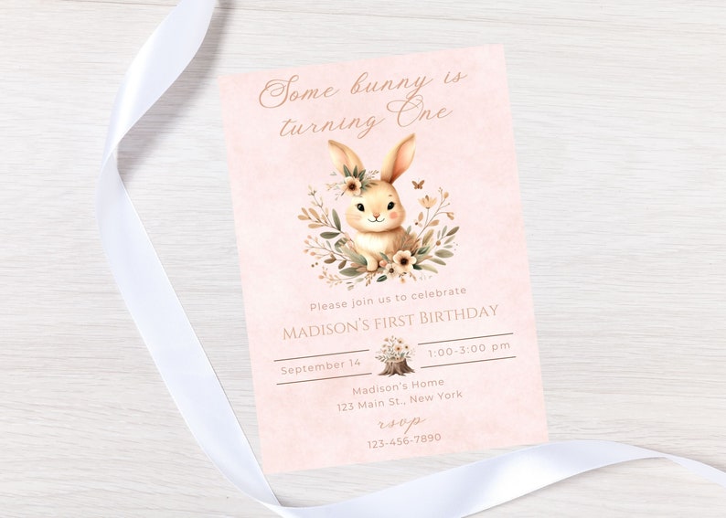 Editable Bunny Birthday Invitation Template-bunny Birthday Invite ...