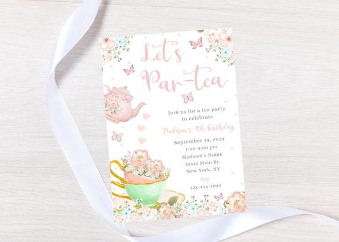 Birthday Invitation, Tea Party Birthday Invite, Tea for Two, Let's ...