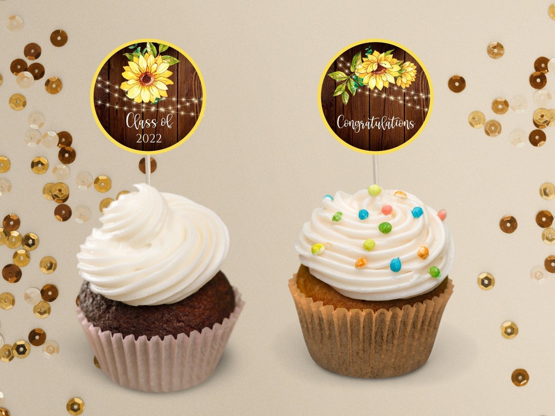 Sunflower Cupcake Topper Printable-sunflower Party Decor-rustic Cupcake ...