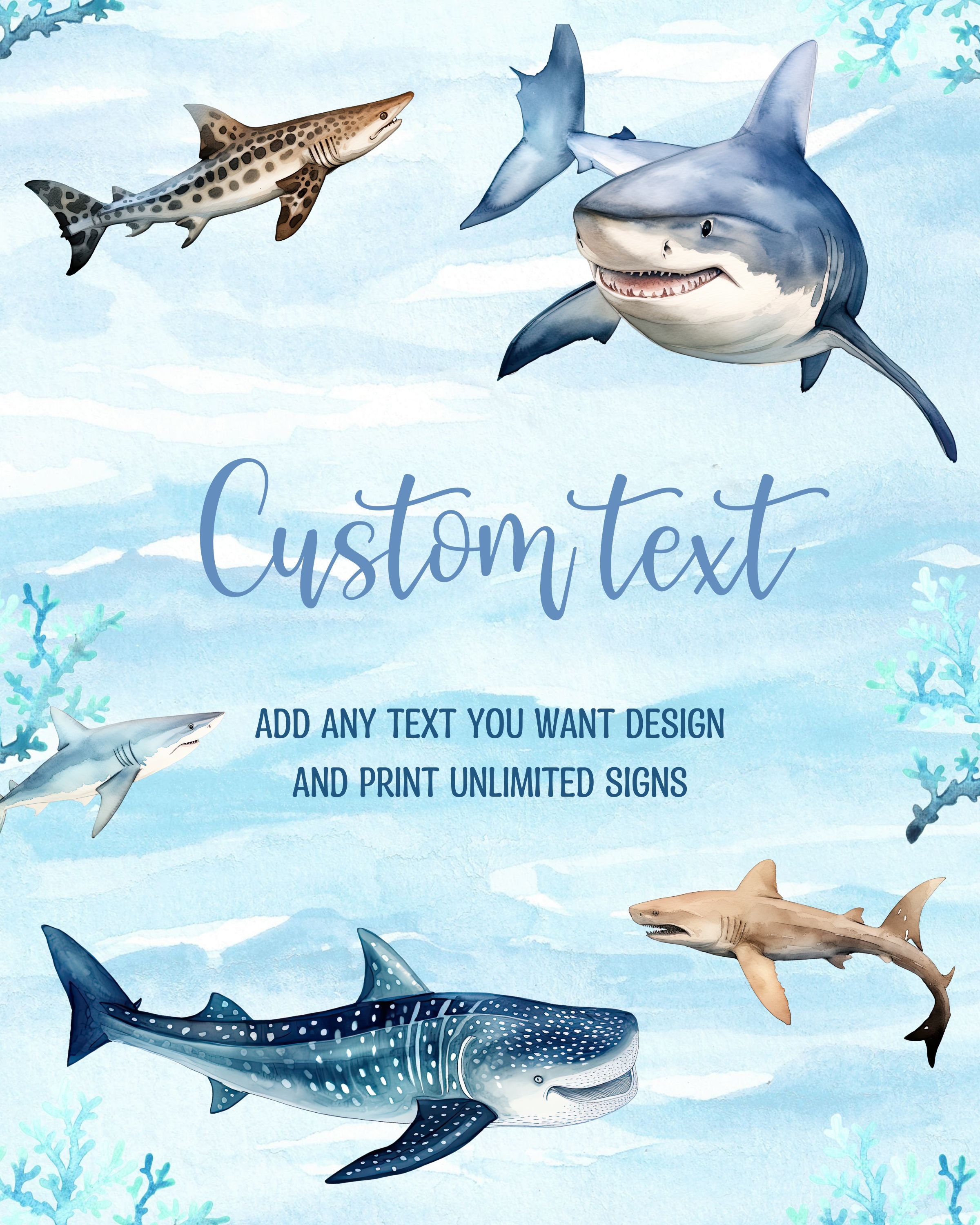 Editable Shark Custom Table Sign Template-boy Under the Sea Birthday ...