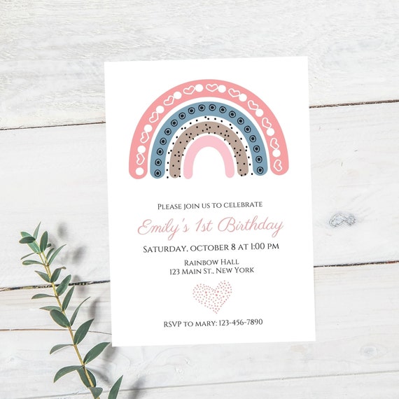 Rainbow Invitation-rainbow Invite-rainbow Invitation | Etsy