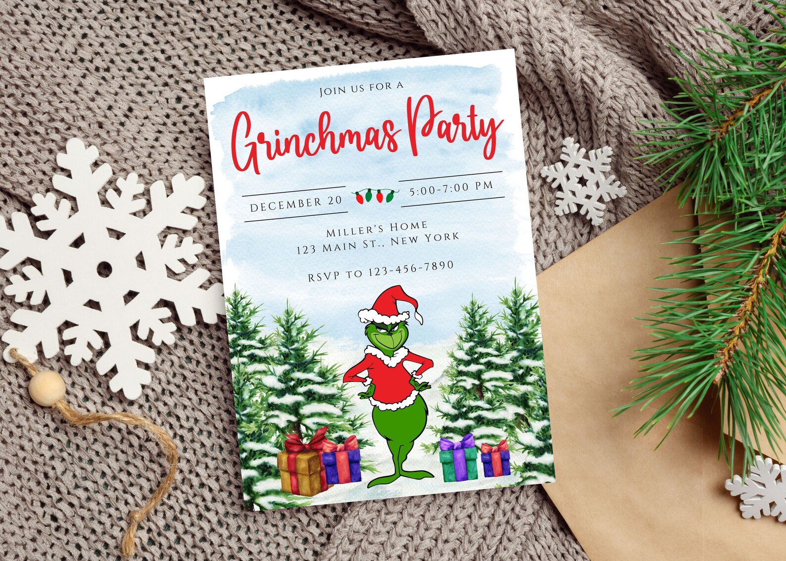 Grinch Invitation-grinch Party Invitation-grinch Christmas Invitation ...