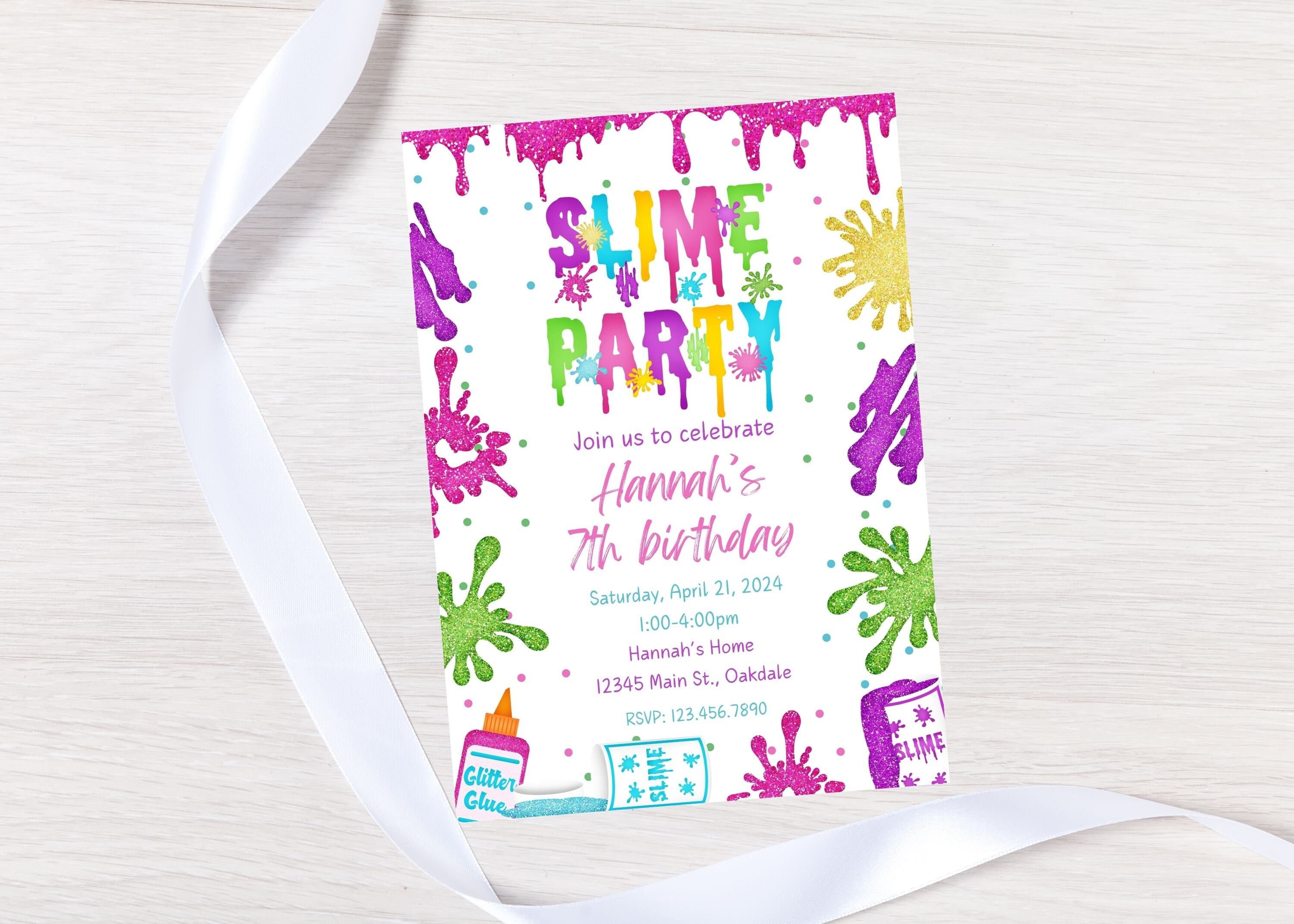 Editable Slime Birthday Party Invitation Template Slime Birthday ...