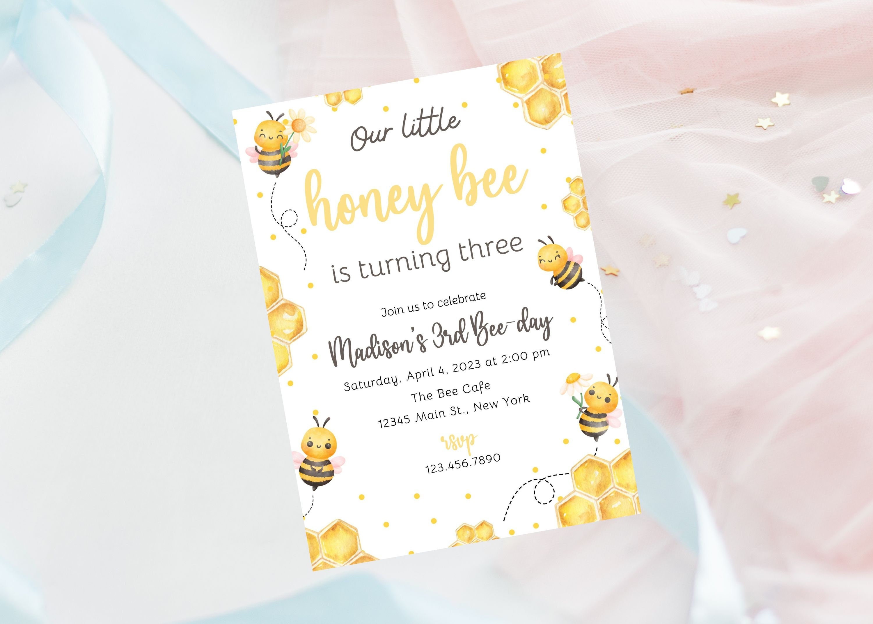 Editable Bee Birthday Invitation-honeybee Invite-bee Theme Party ...