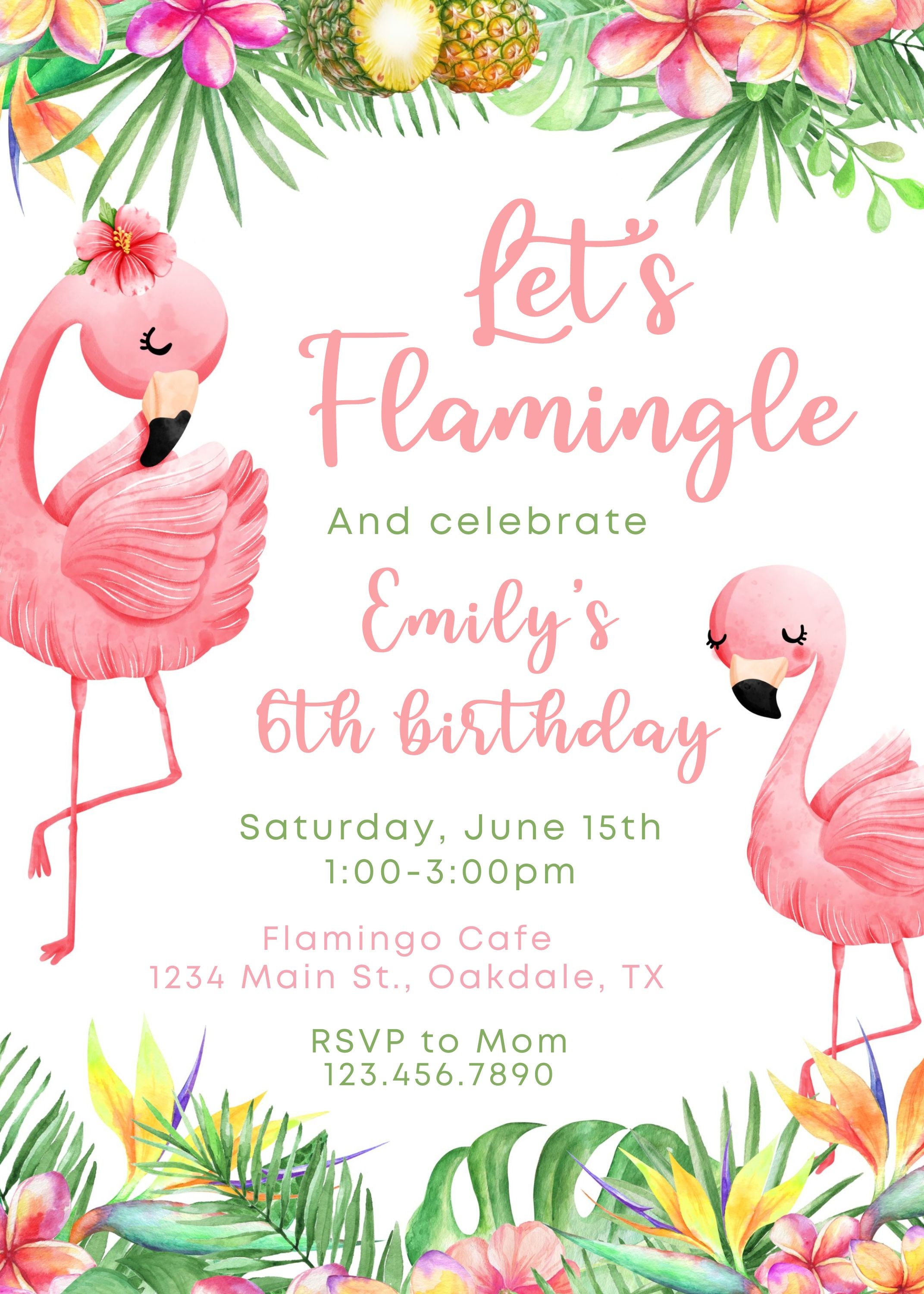 Editable Flamingo Birthday Invitation-pink Flamingo Invite-instant ...