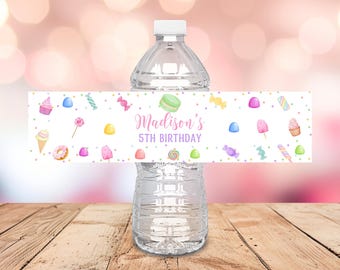 Editable Candy Land Water Bottle Label Template | Pastel Sweet ...