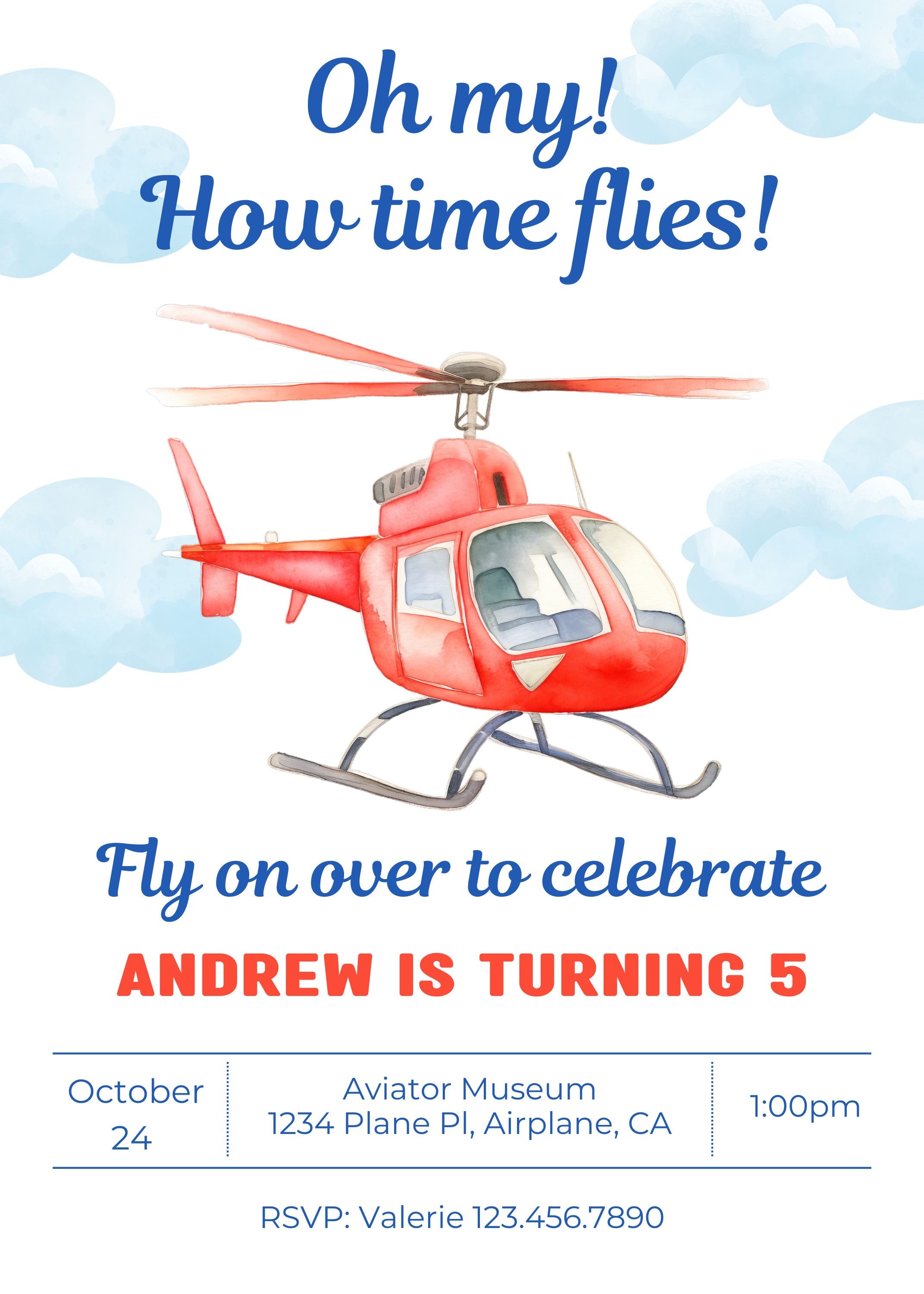 Editable Helicopter Birthday Invitation-helicopter Party Invitation ...