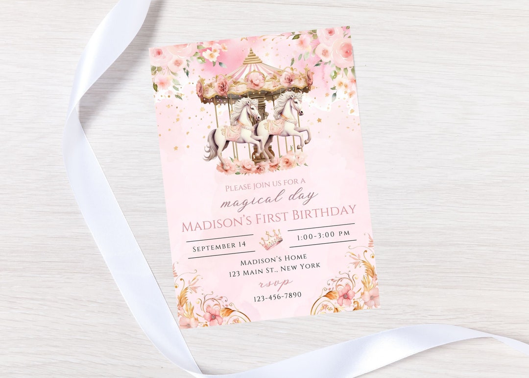 Editable Carousel Birthday Invitation-carousel Invitation-merry Go ...