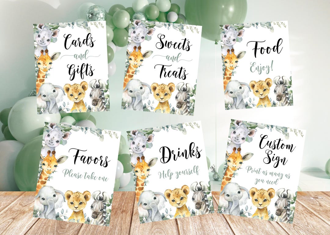 Editable Safari Animal Table Sign-instant Download - Etsy
