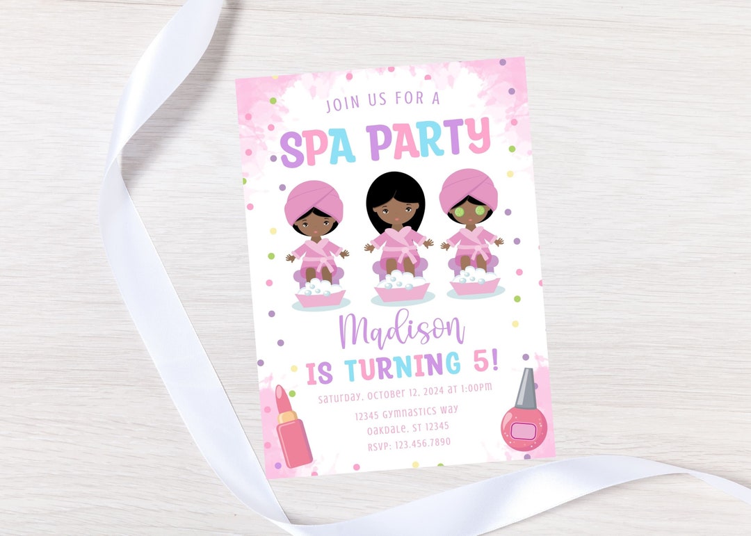 Editable Spa Birthday Invitation-spa Party Invite-pamper Party ...
