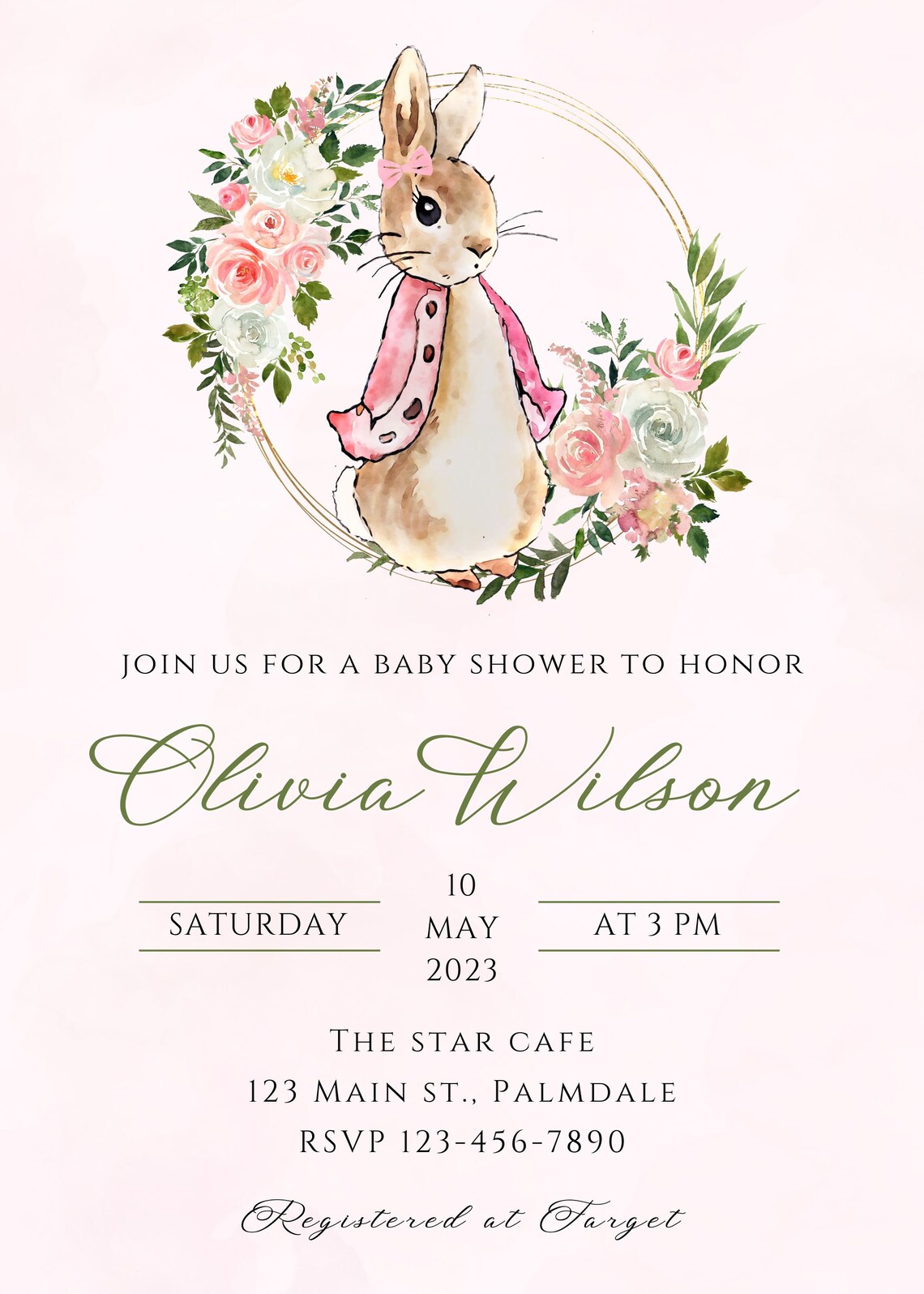 Editable Peter Rabbit Baby Shower Invitation Template-peter Rabbit Baby ...
