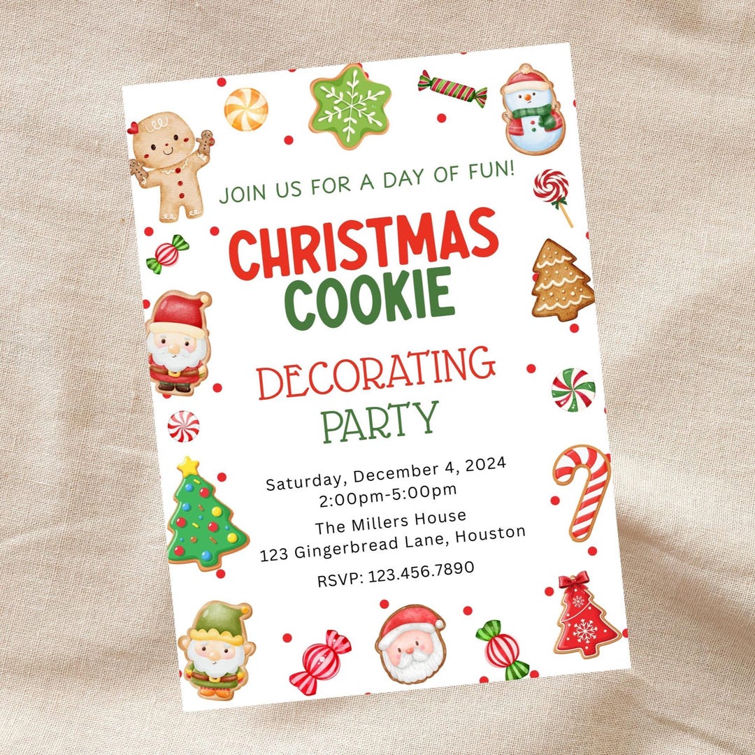 Christmas Cookie Decorating Party Invitation Template-instant Download ...