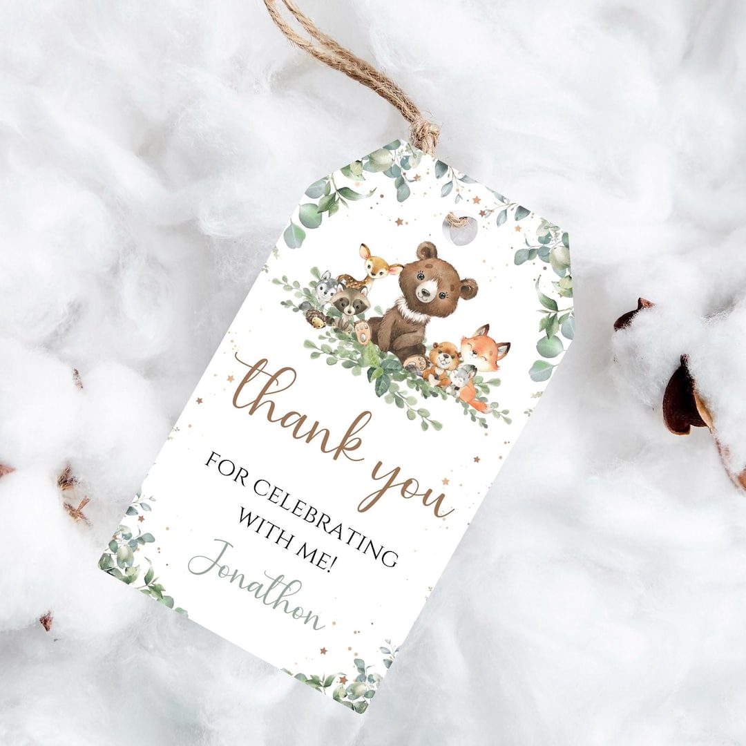 Editable Woodland Animal Thank You Tag-birthday Favor Tags Printable - Etsy
