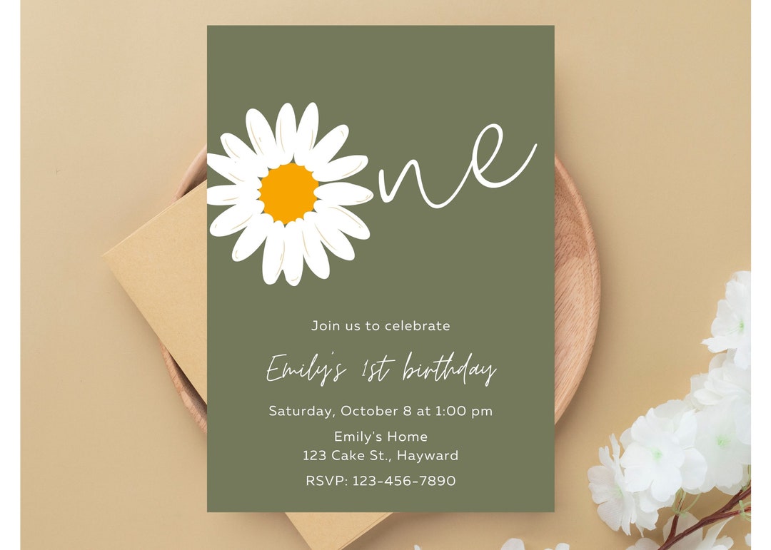 Daisy Birthday Invite-daisy Invitation-daisy Birthday Invitation-first ...