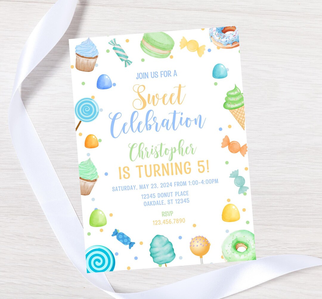 Editable Candyland Birthday Party Invitation-candy Theme Invite-instant ...
