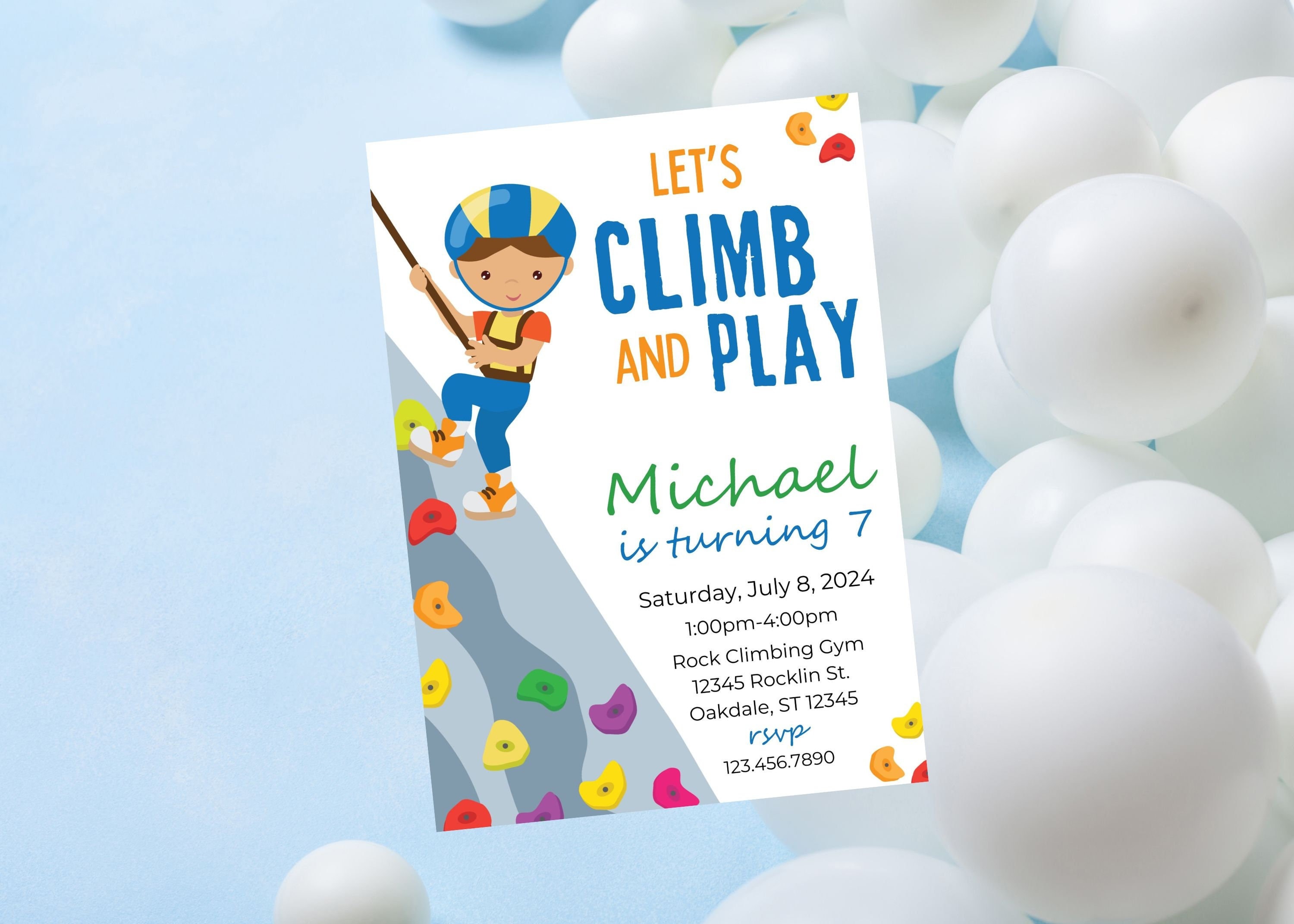 Editable Rock Climbing Birthday Invitation-rock Climbing Birthday ...