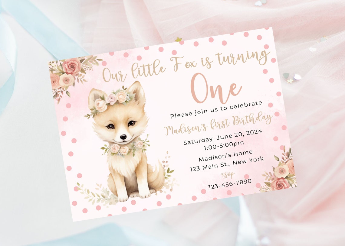 Editable Fox Birthday Invitation Template-our Little Fox Birthday ...
