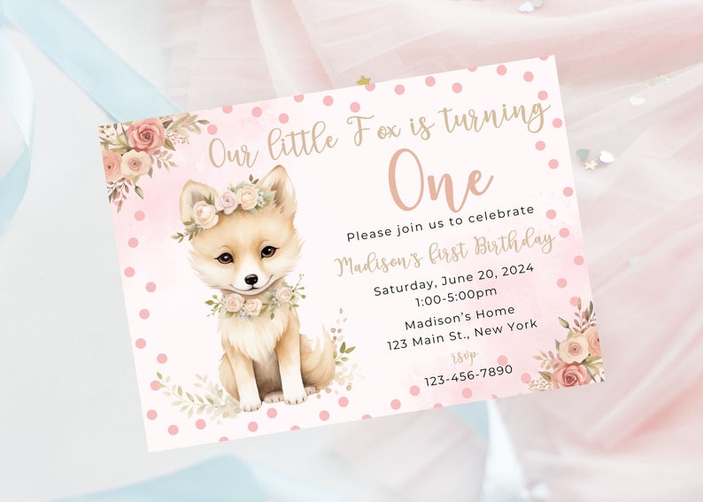 Editable Fox Birthday Invitation Template-our Little Fox Birthday ...
