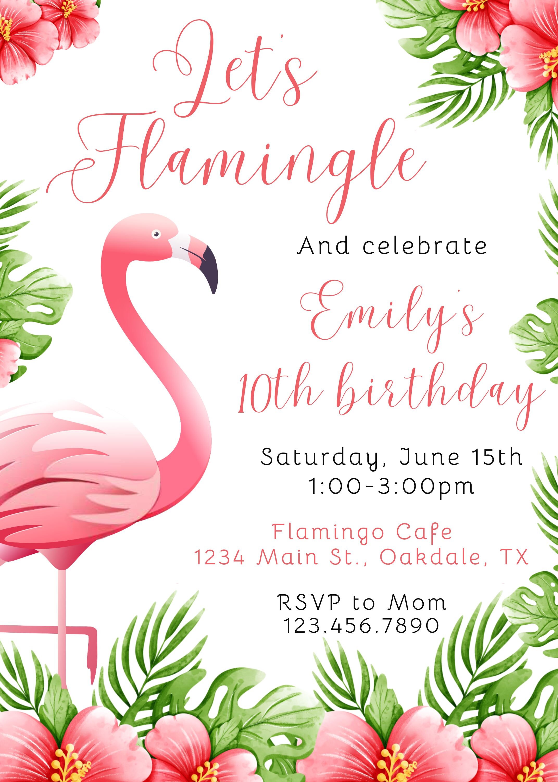 Editable Flamingo Birthday Invitation-pink Flamingo Invite-instant ...