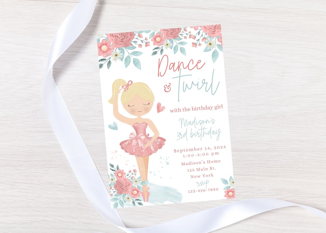 Editable Ballerina Birthday Invitation-ballerina Invite-dance ...