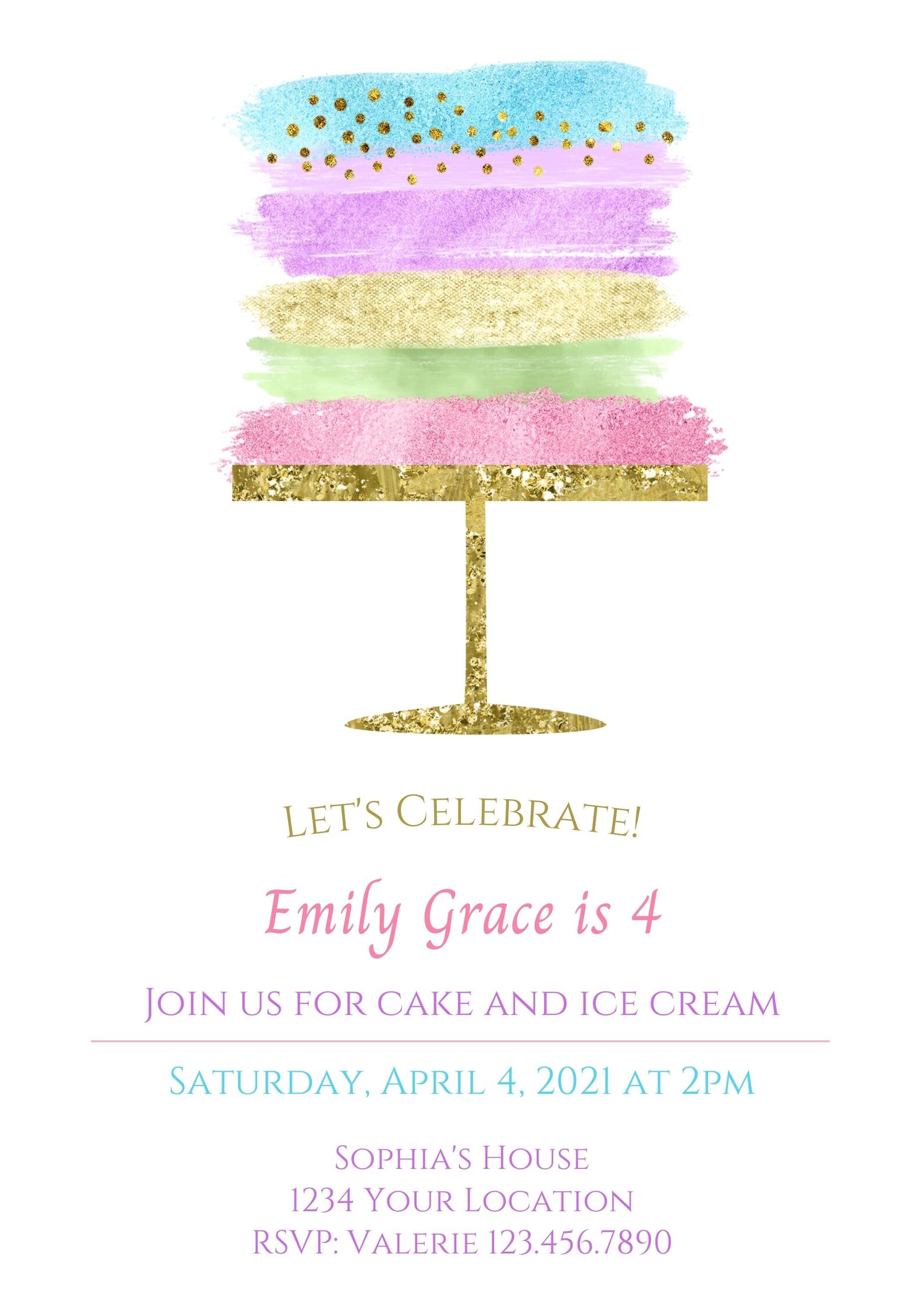 Birthday Cake Invite Template-cake Invitation-cake Birthday Invitation ...