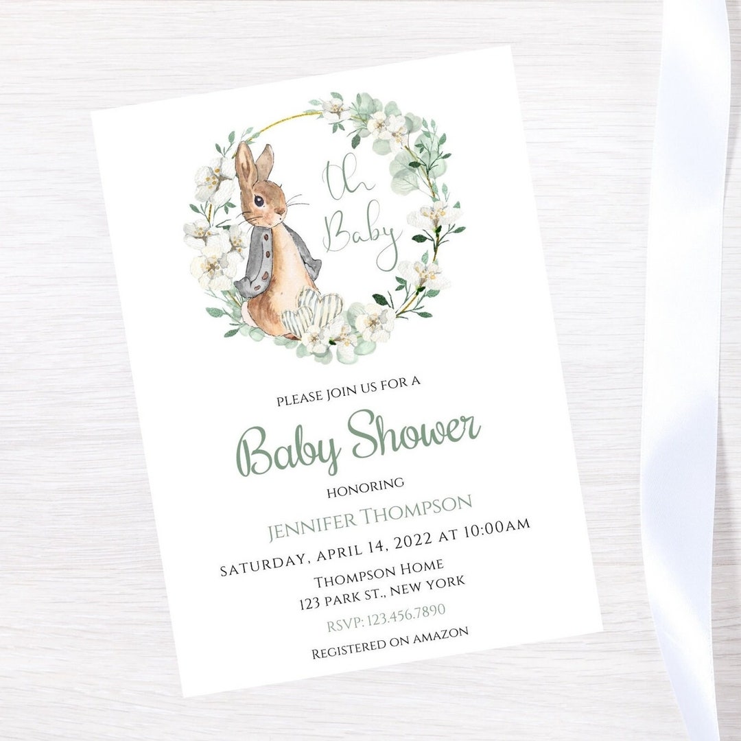 Editable Peter Rabbit Baby Shower Invitation-peter Rabbit Baby Shower ...