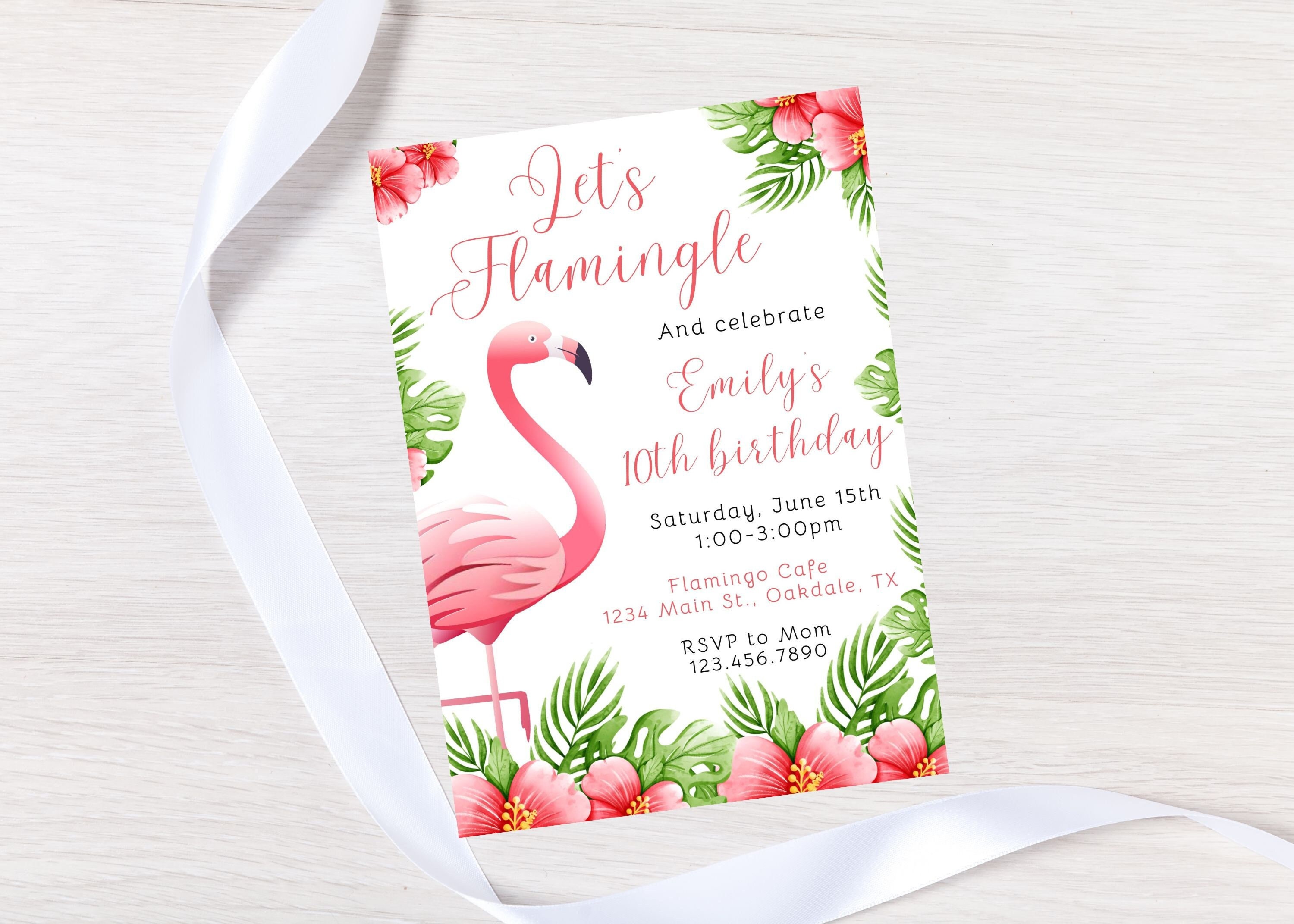 Editable Flamingo Birthday Invitation-pink Flamingo Invite-instant ...