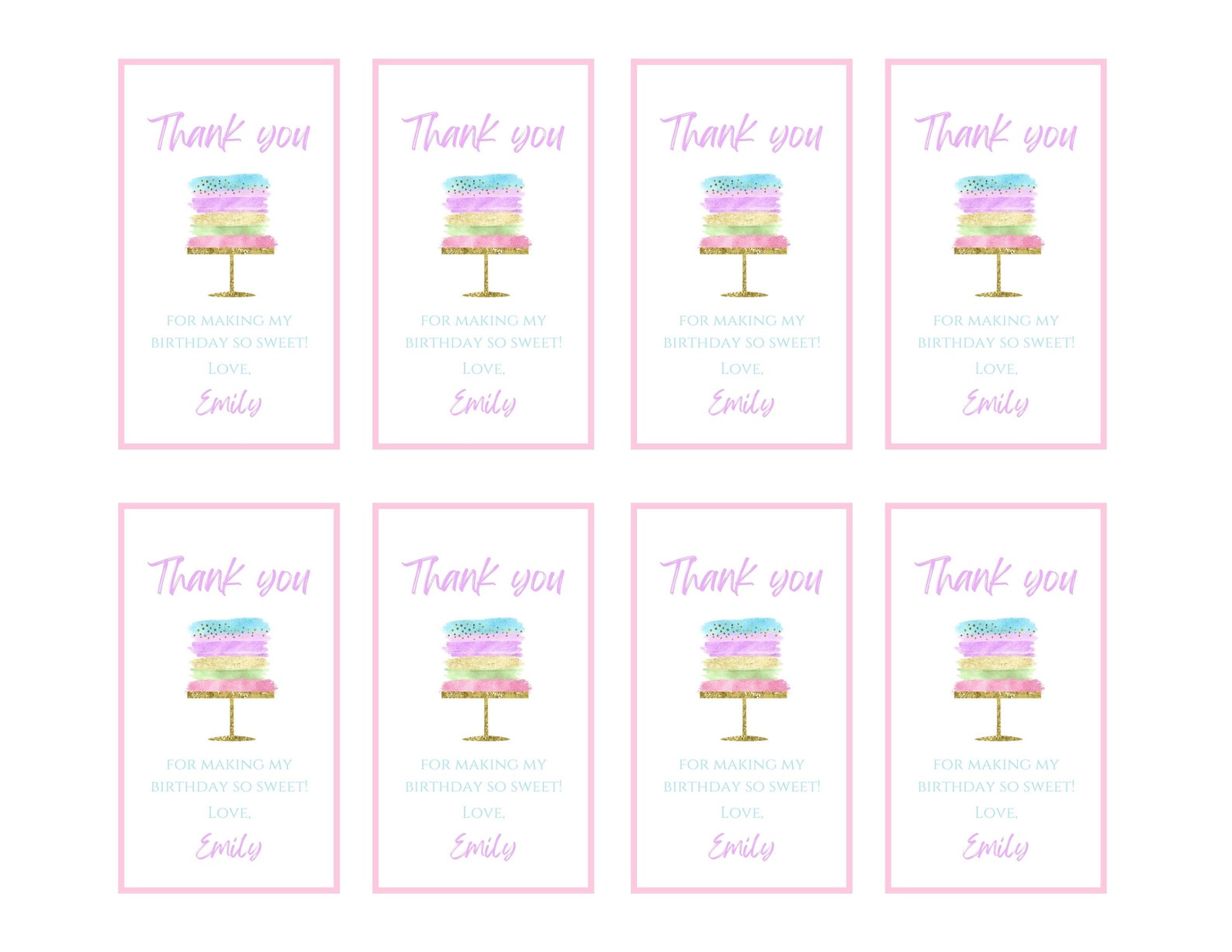 Cake Birthday Favor Tags-cake Gift Tag - Etsy