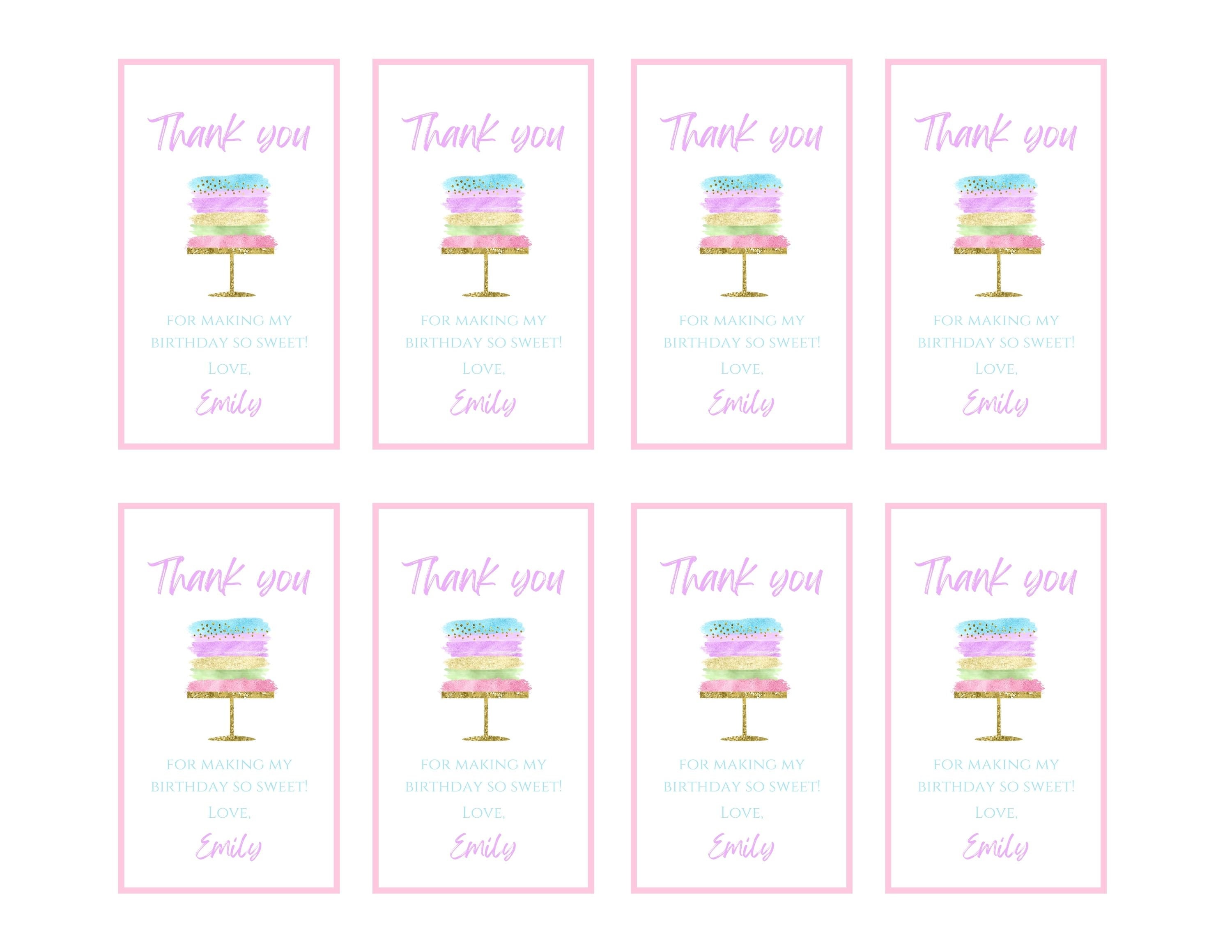 Cake Birthday Favor Tags-cake Gift Tag - Etsy