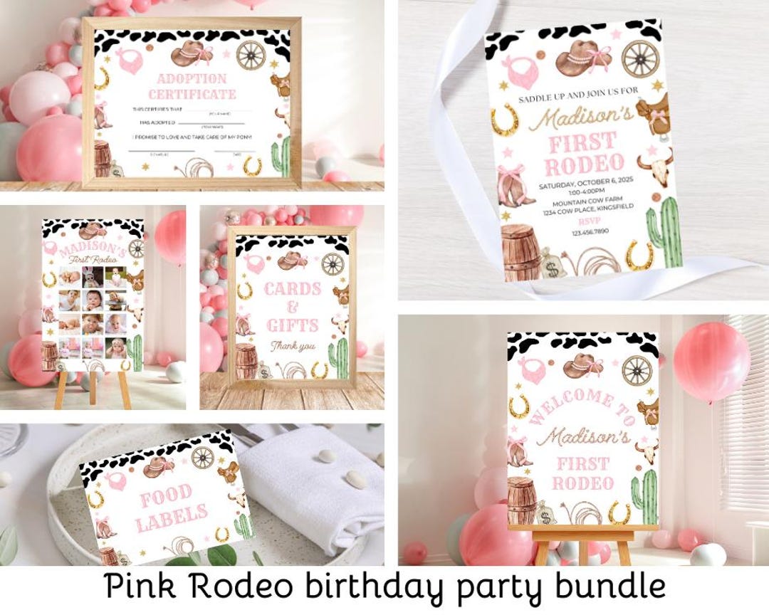 Editable Pink Rodeo Birthday Invitation Template-western Theme Party ...