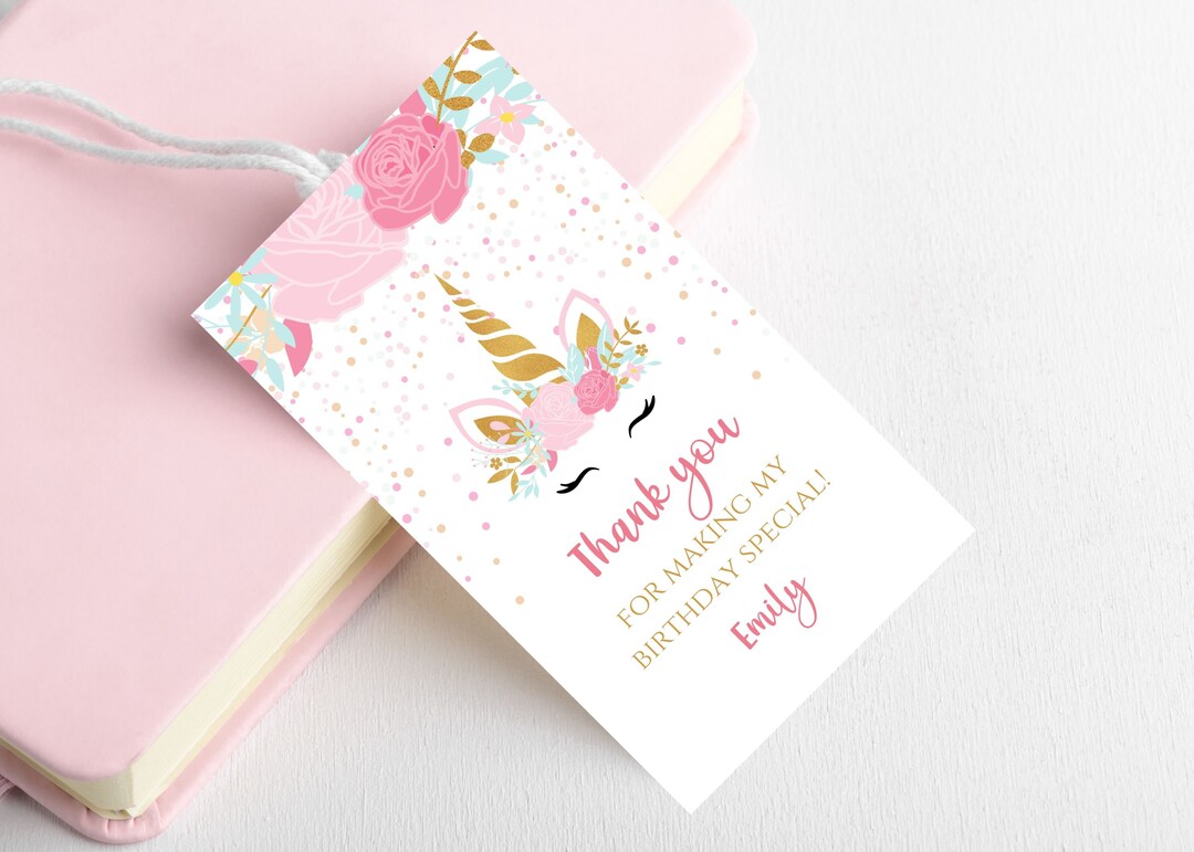 Unicorn Birthday Favor Tag Template-unicorn Gift Tag Template-instant ...