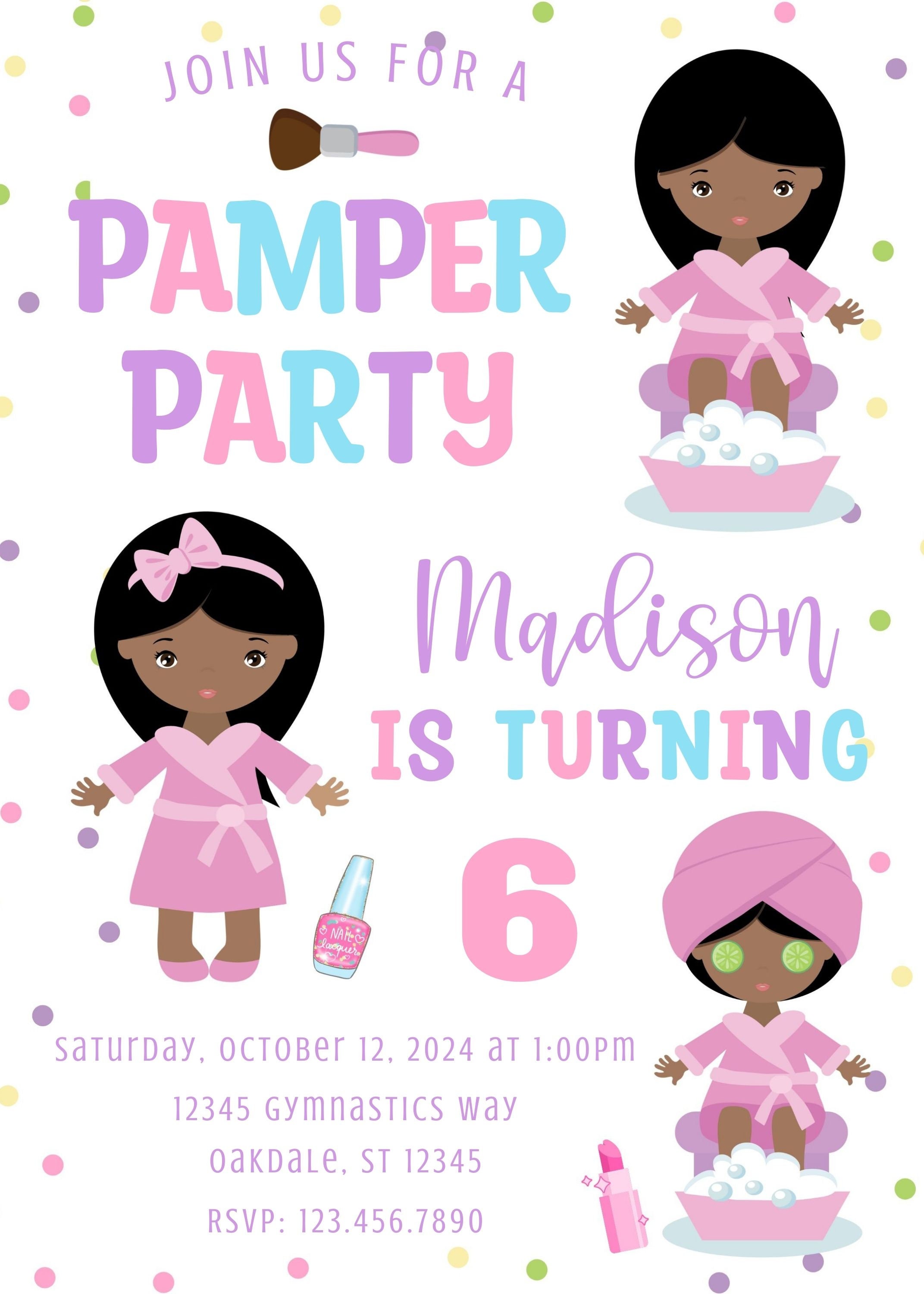 Editable Pamper Party Birthday Invitation-spa Day Party Invite-instant ...